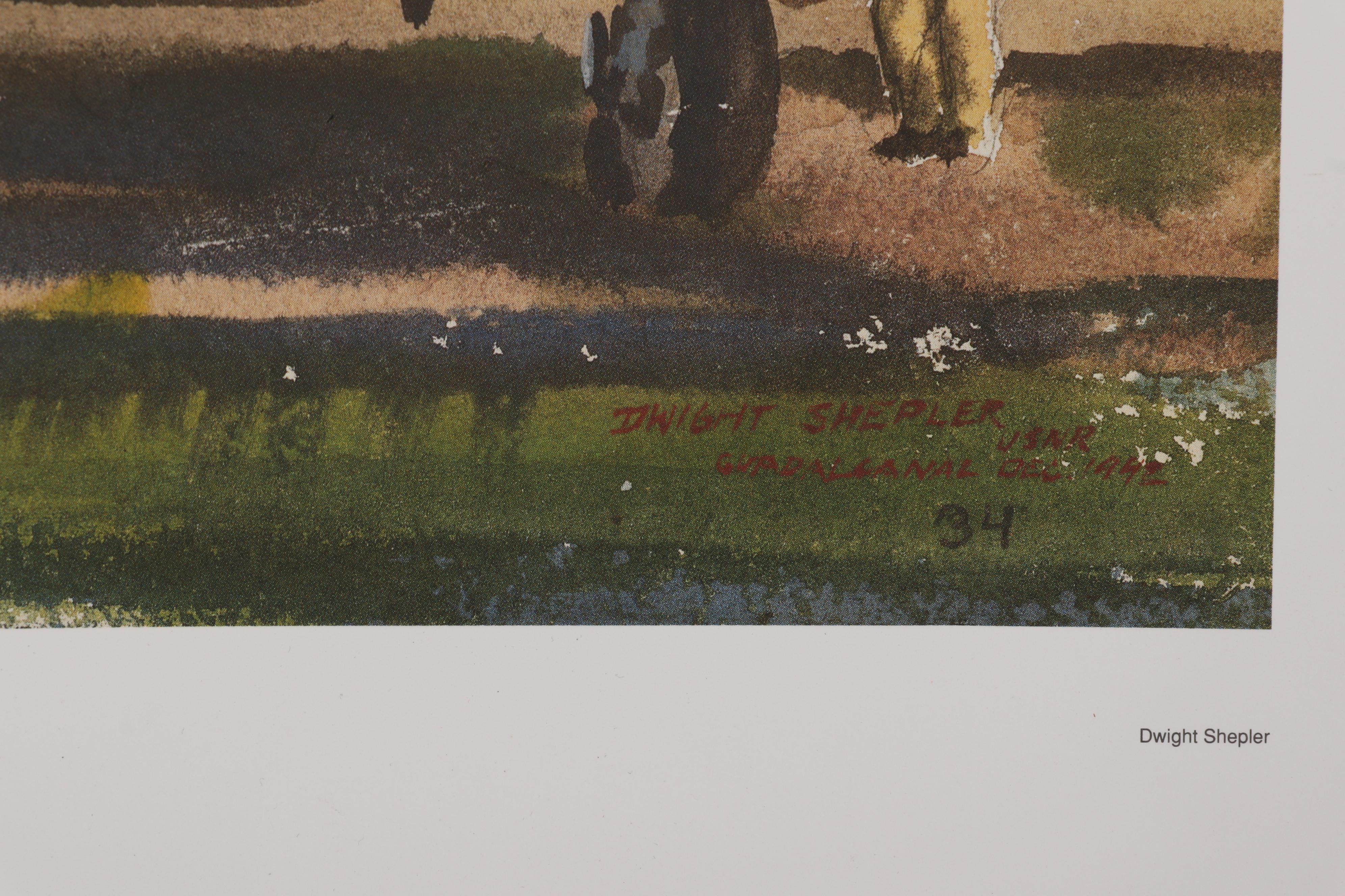 Offset Lithograph After Dwight Shepler "Fighter Scrambler - Guadalcanal ...