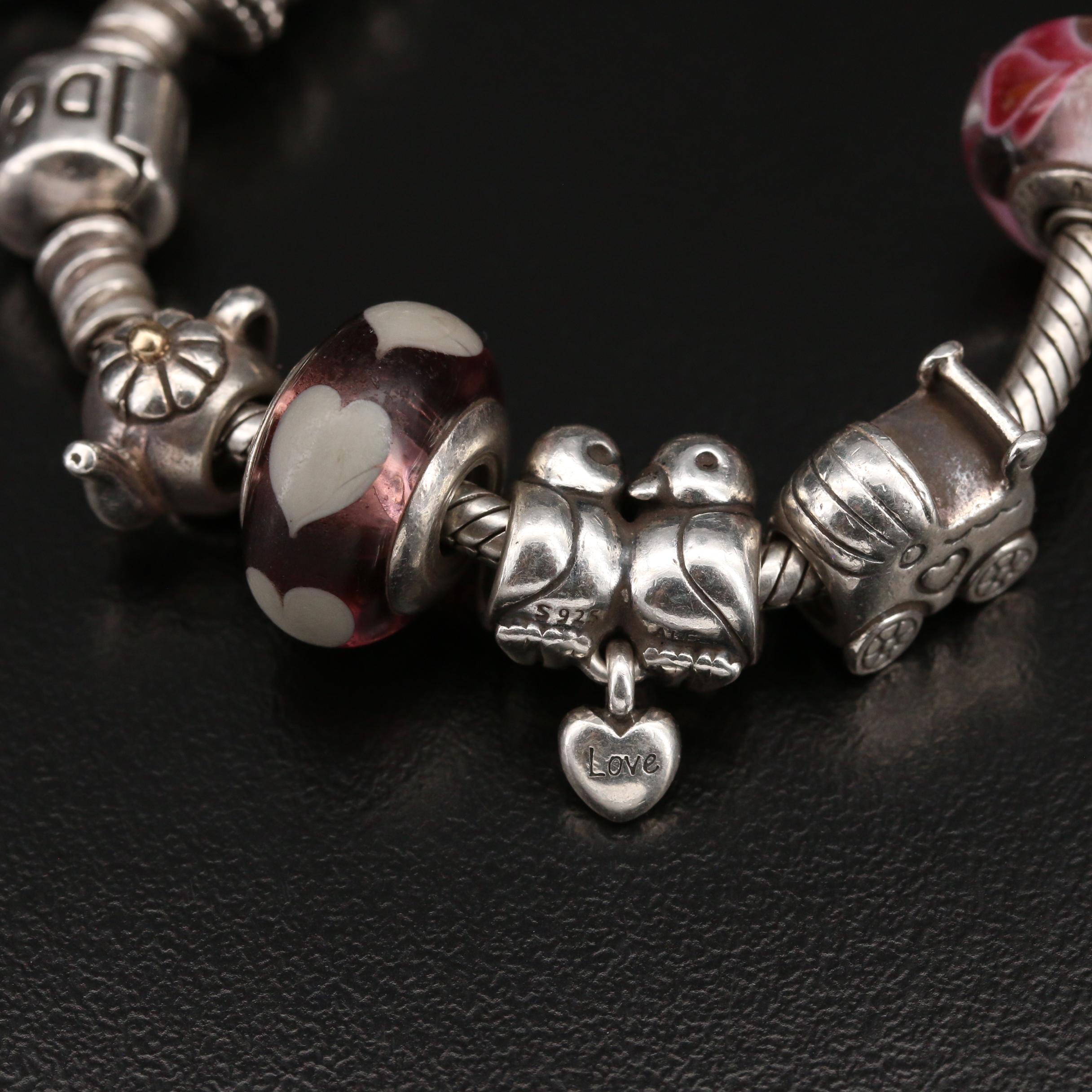 Pandora Sterling Silver Enamel, Cubic Zirconia, Glass, and Gemstone ...