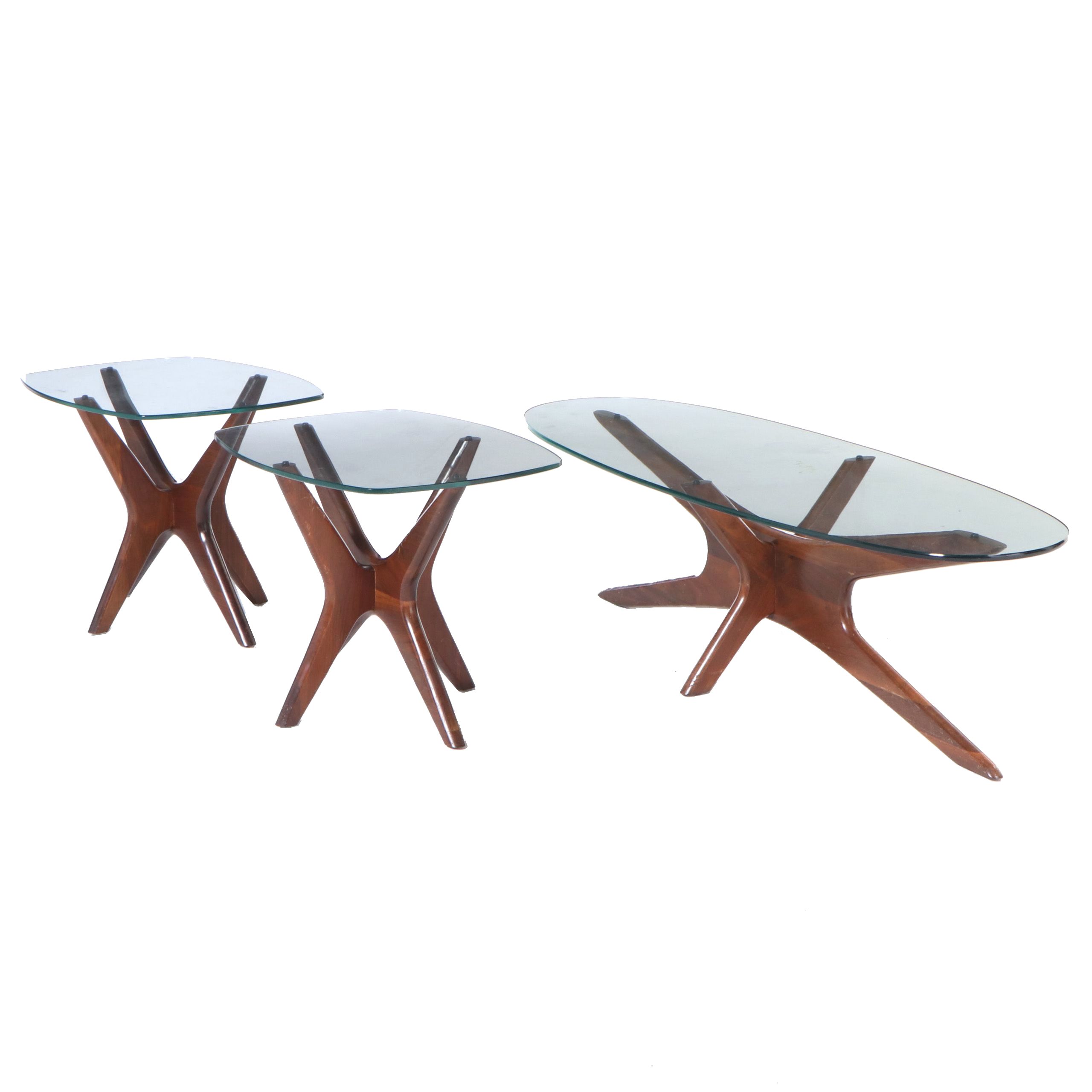 Adrian Pearsall Walnut and Glass Top Jacks Tables | EBTH