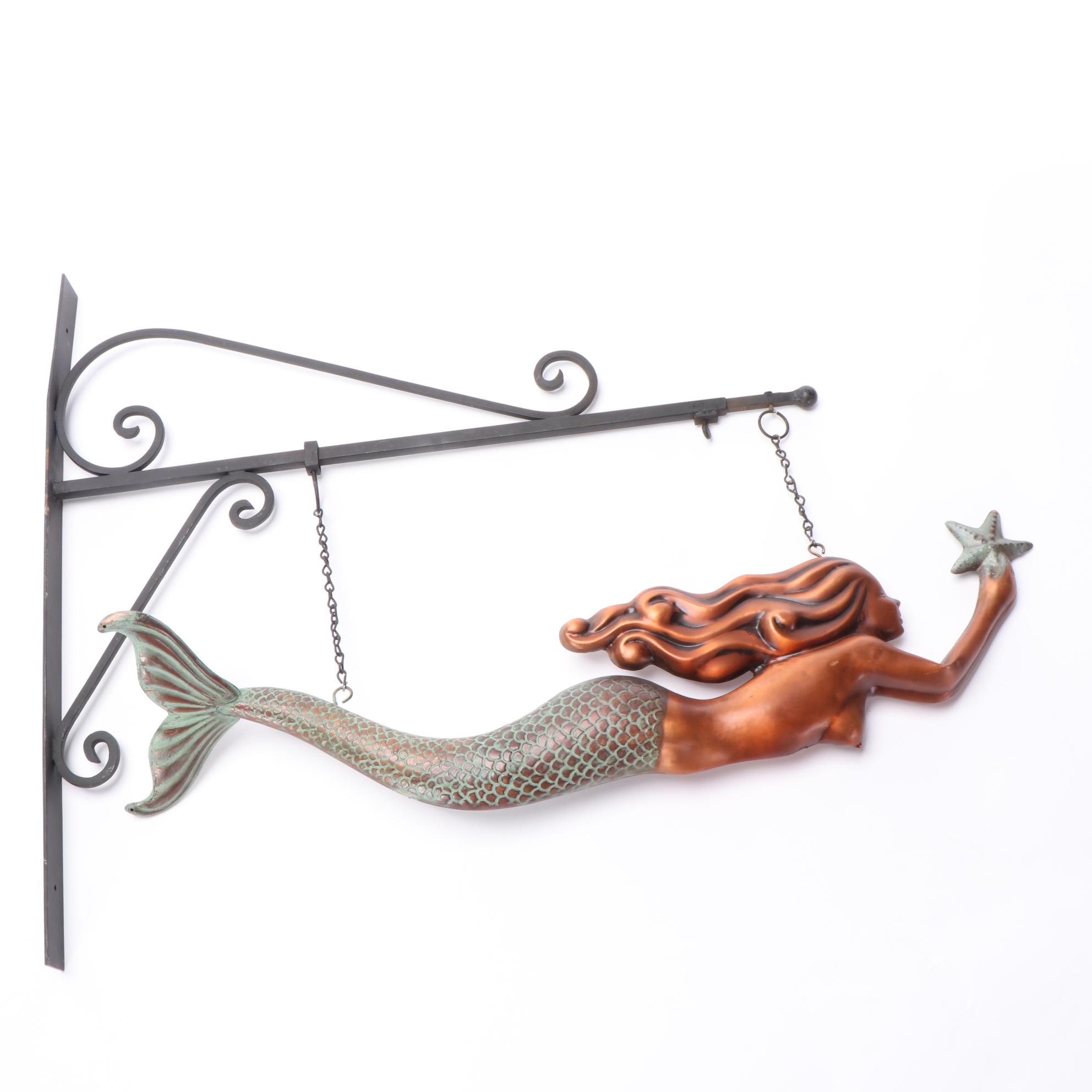 Copper and Metal Figural Mermaid Hanging Sign | EBTH
