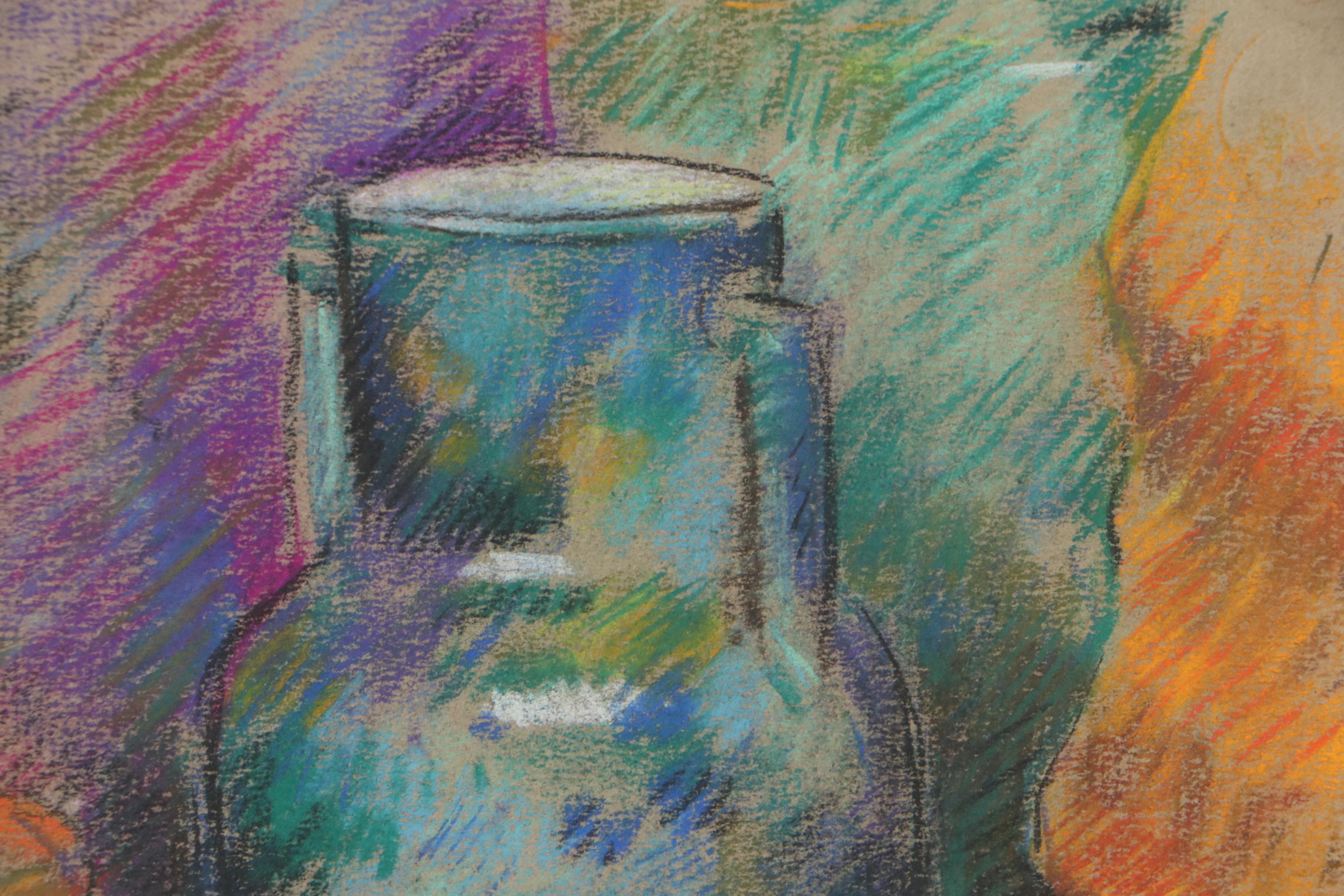 Robert Whitmore Still Life Pastel Drawing of Vases, Mid-Late 20th ...