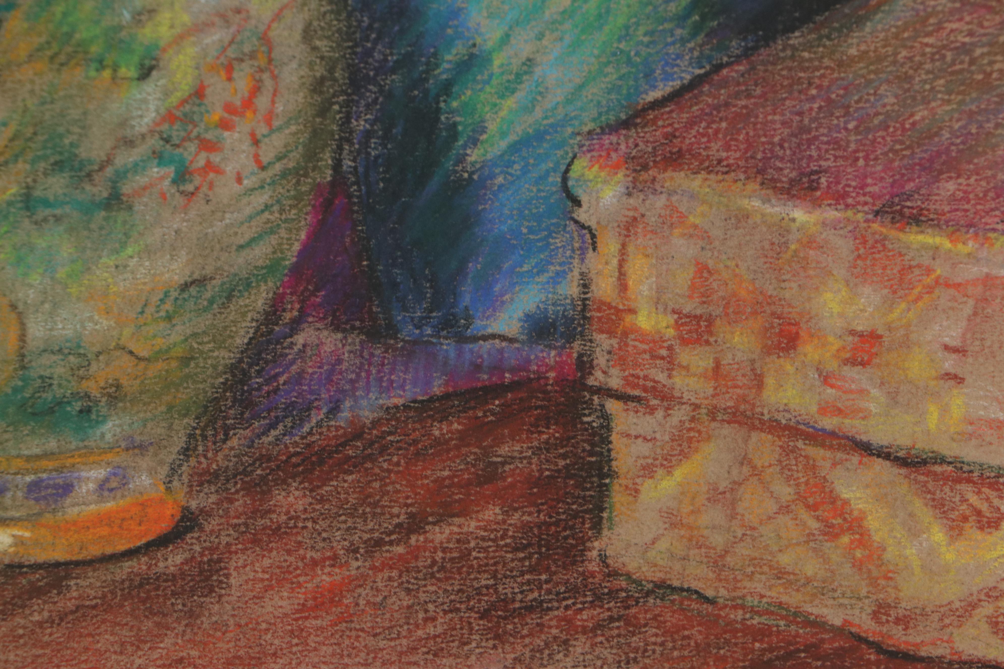 Robert Whitmore Still Life Pastel Drawing of Vases, Mid-Late 20th ...