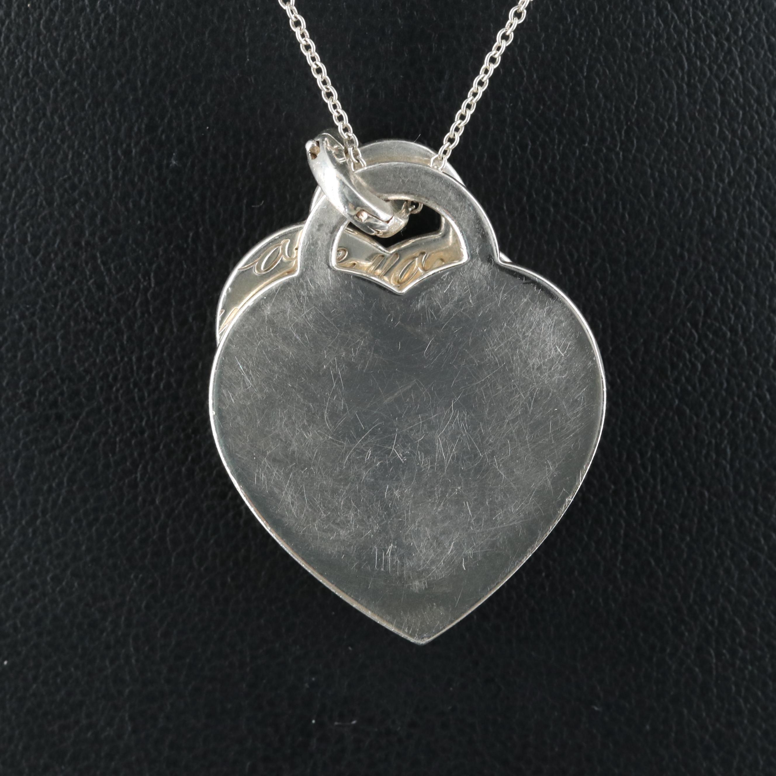 Tiffany & Co. Sterling Heart Pendant Necklace Featuring "Tiffany Notes ...