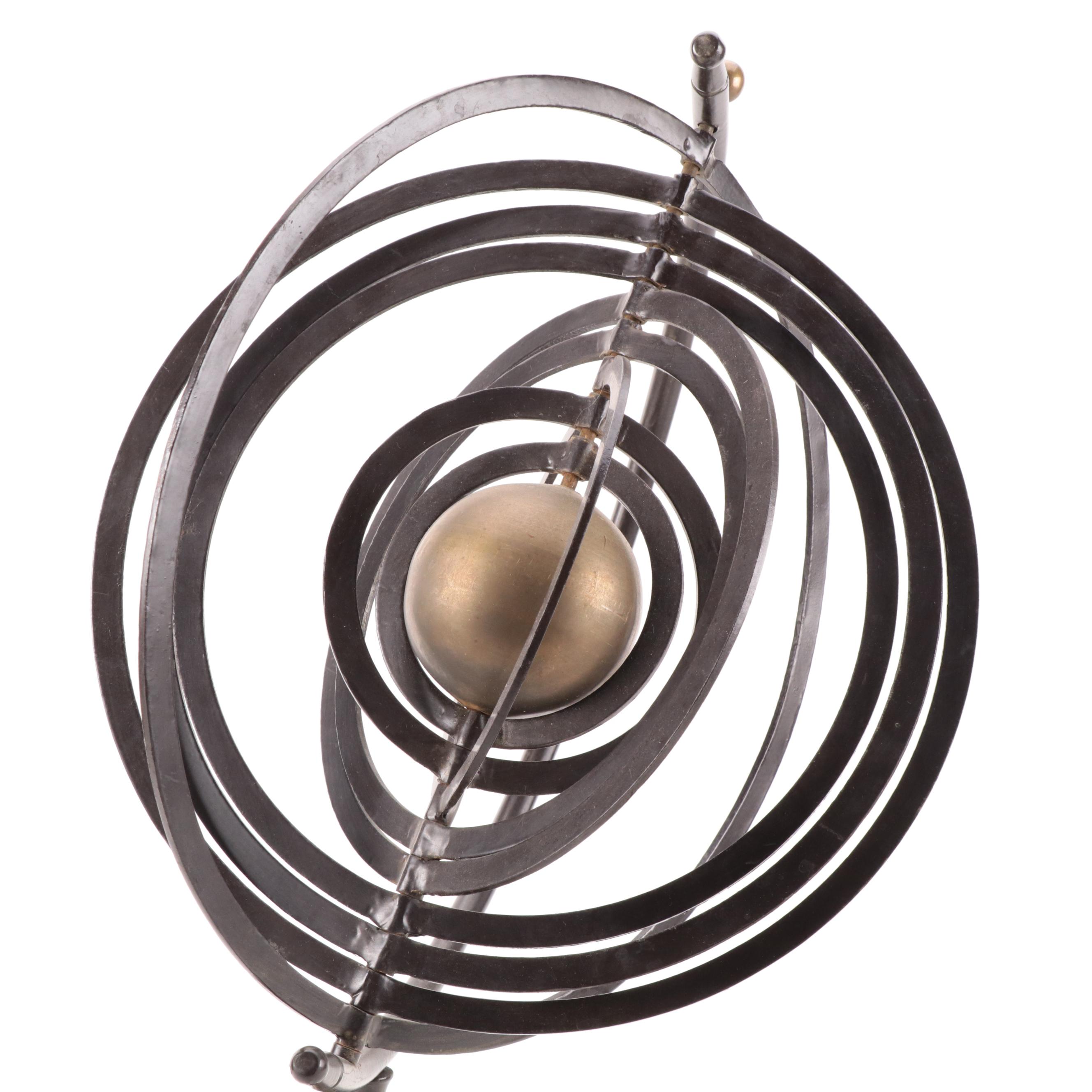 Contemporary Brass and Metal Stylized Solar System Kinetic Figure | EBTH