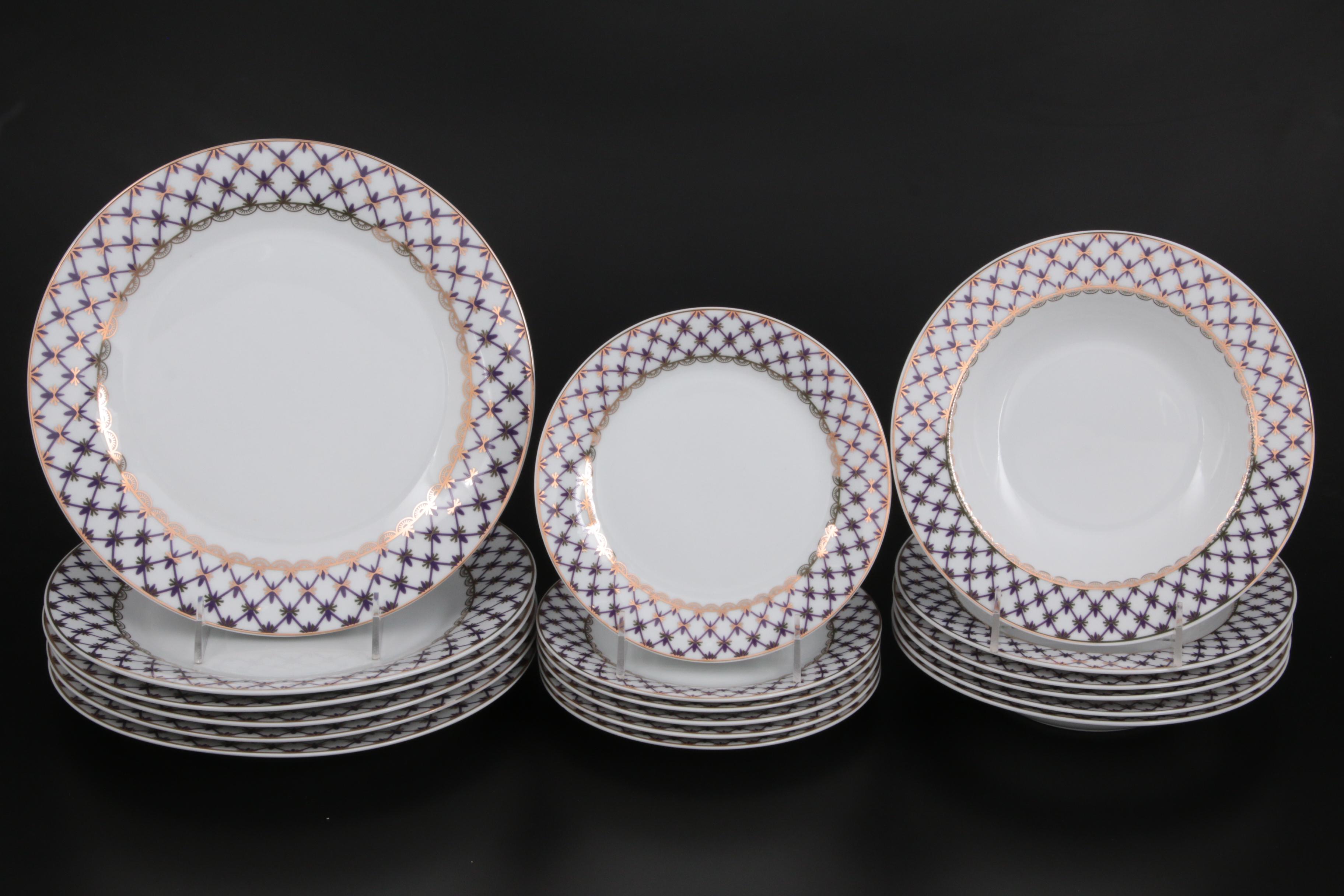 Russian Lomonosov Gold Net Porcelain Dinnerware | EBTH