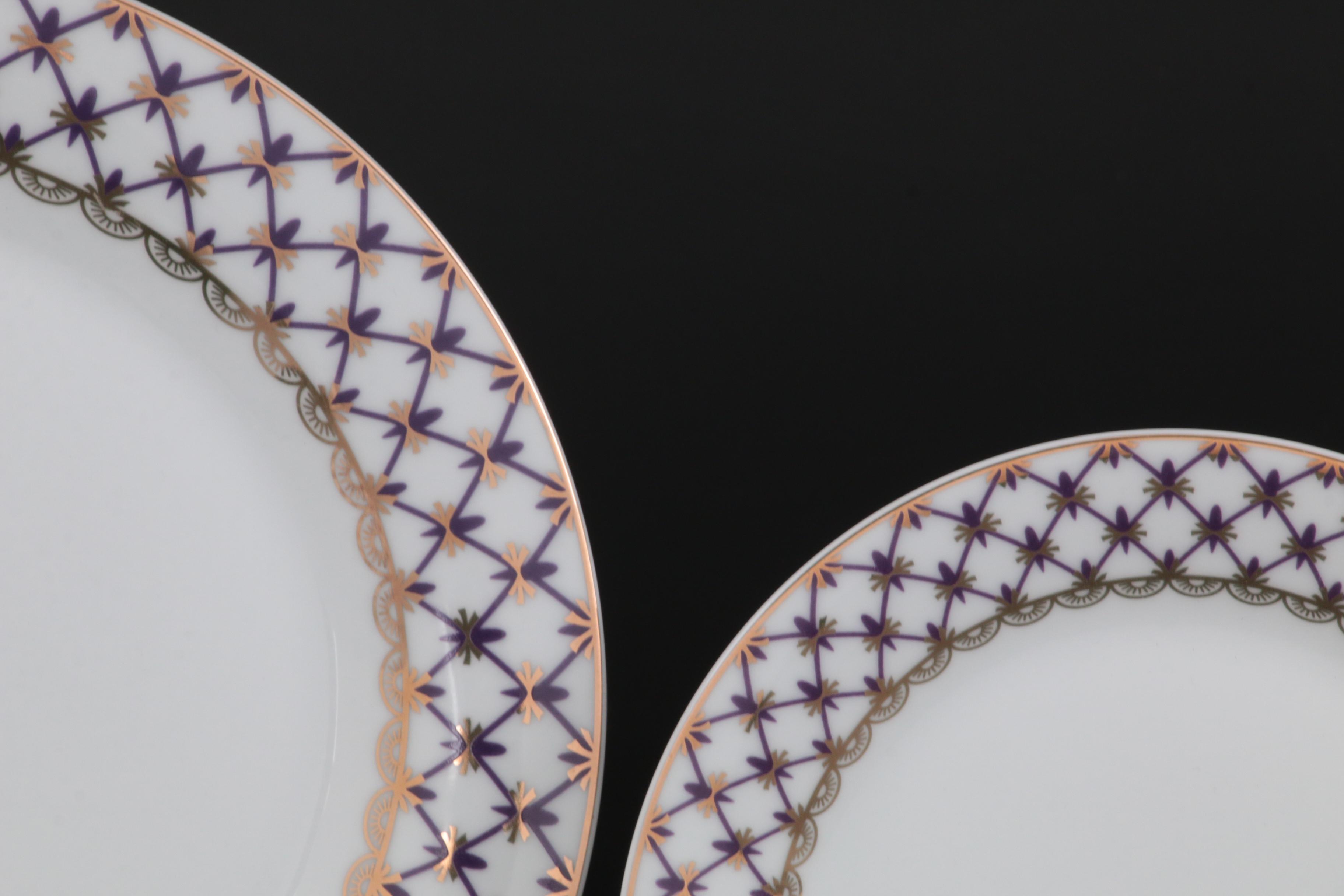 Russian Lomonosov Gold Net Porcelain Dinnerware | EBTH