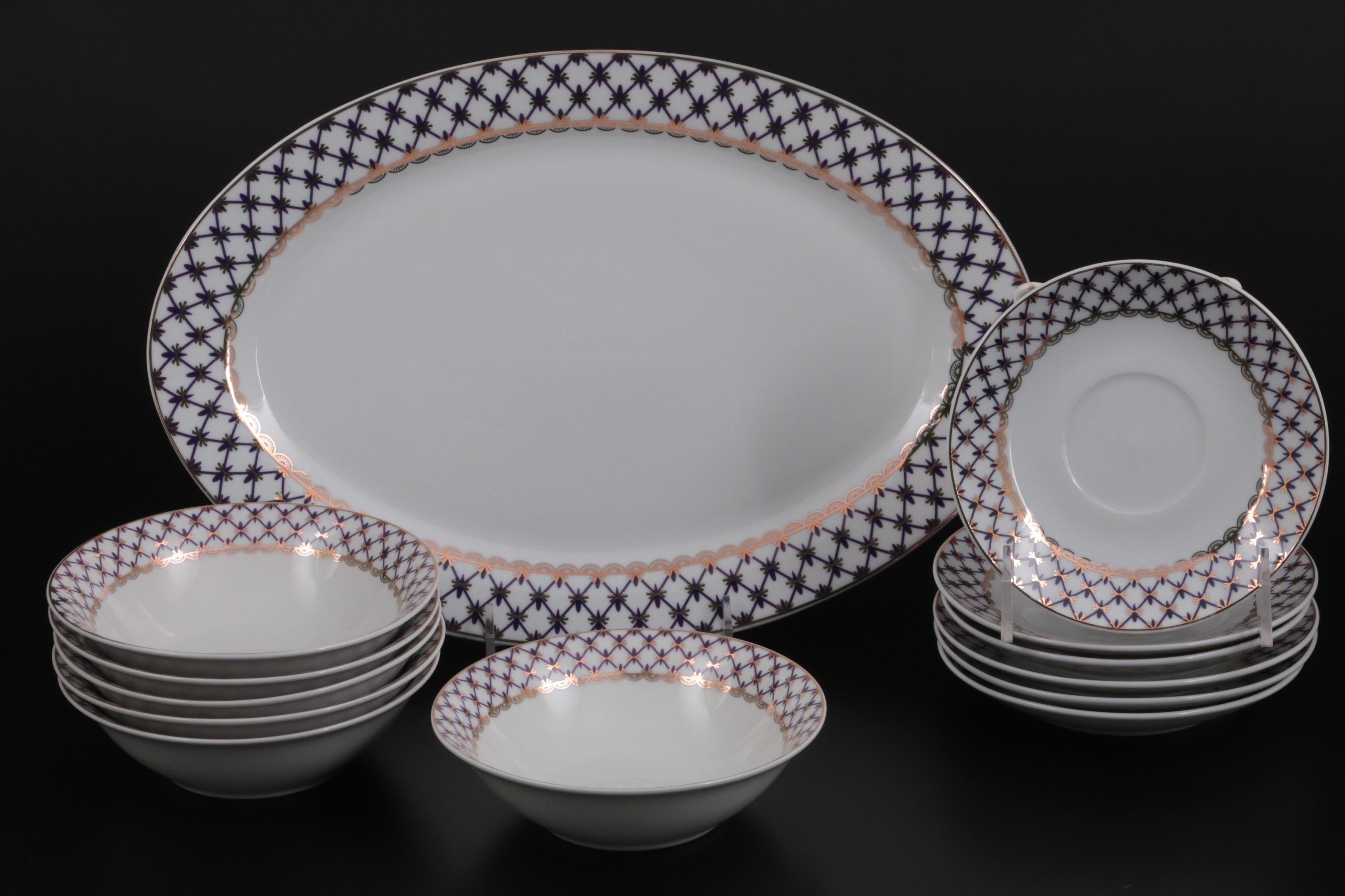 Russian Lomonosov Gold Net Porcelain Dinnerware | EBTH