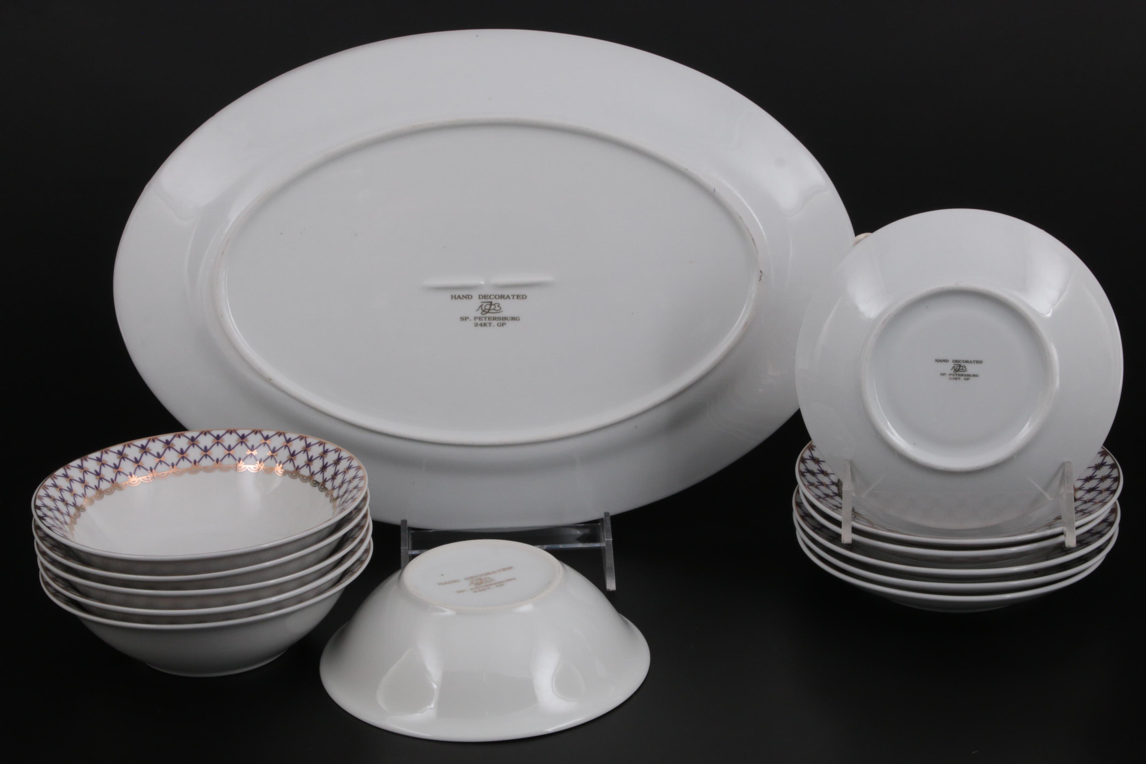 Russian Lomonosov Gold Net Porcelain Dinnerware | EBTH