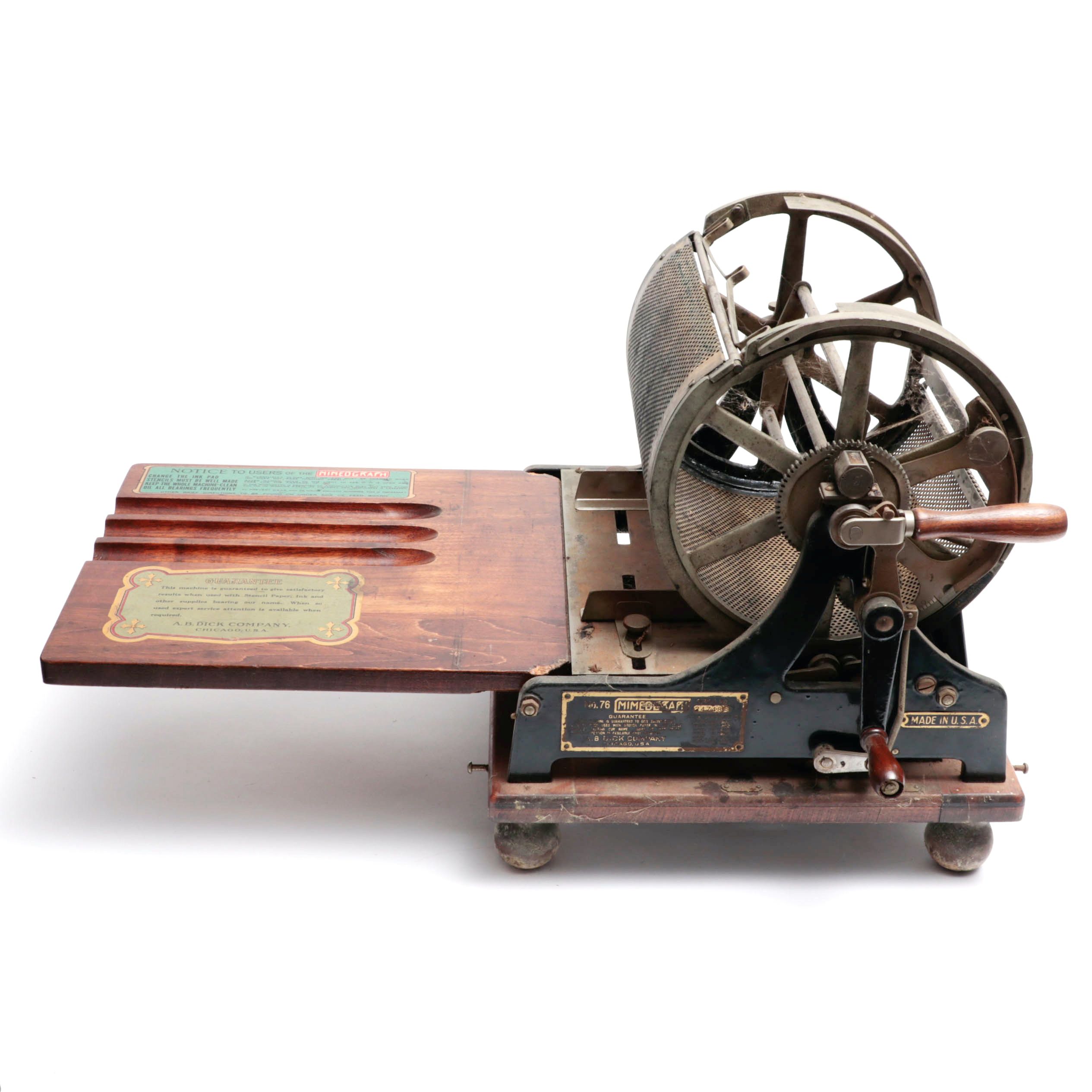 Edison's Rotary / A.B. Dick Co. No. 76 Mimeograph Machine, Early 20th ...