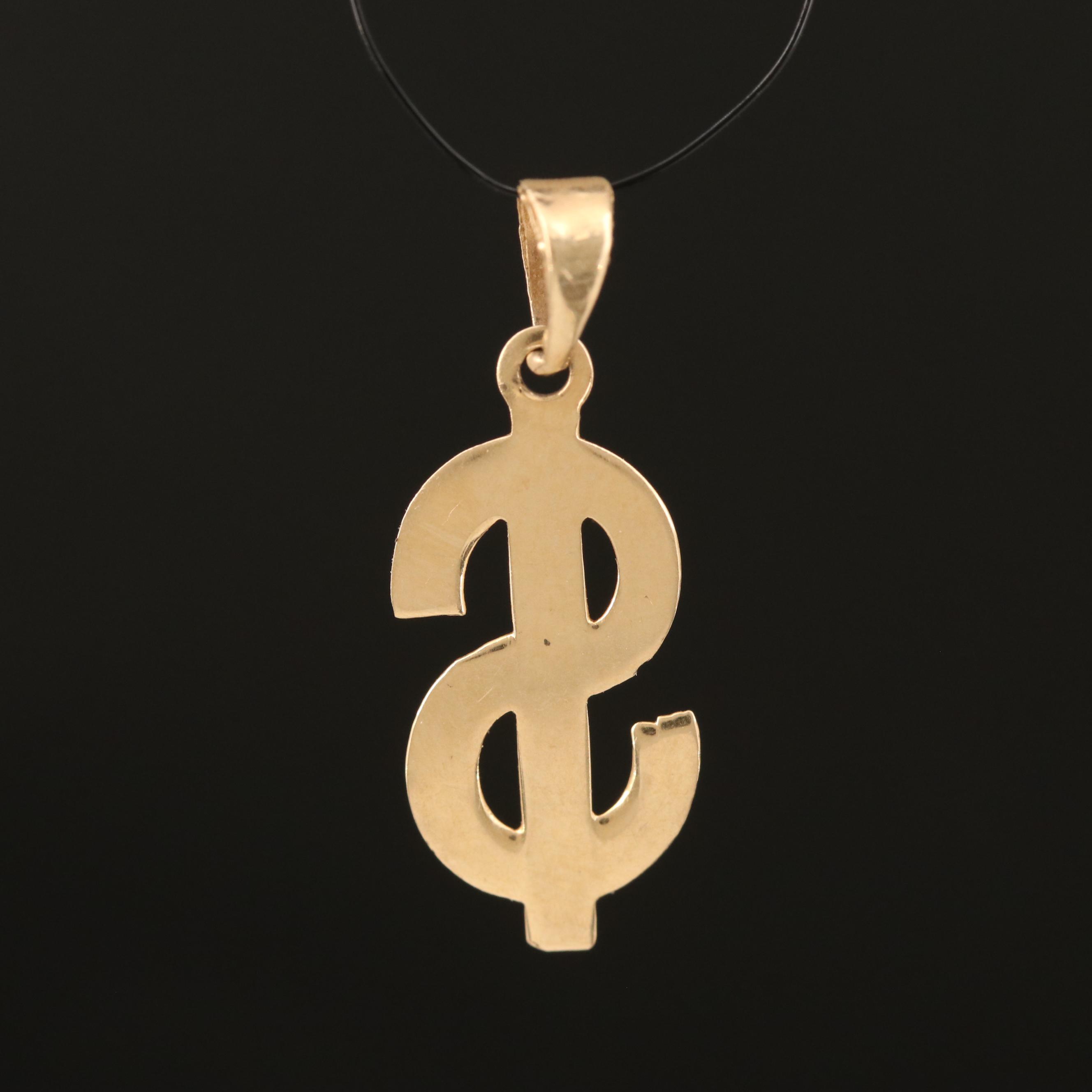 14K Dollar Sign Pendant | EBTH