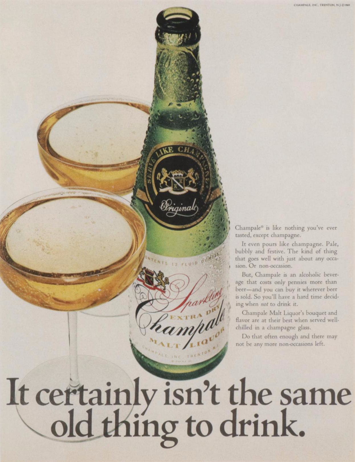 Champale Malt Liquor Offset Lithograph Advertisement, 1969 | EBTH
