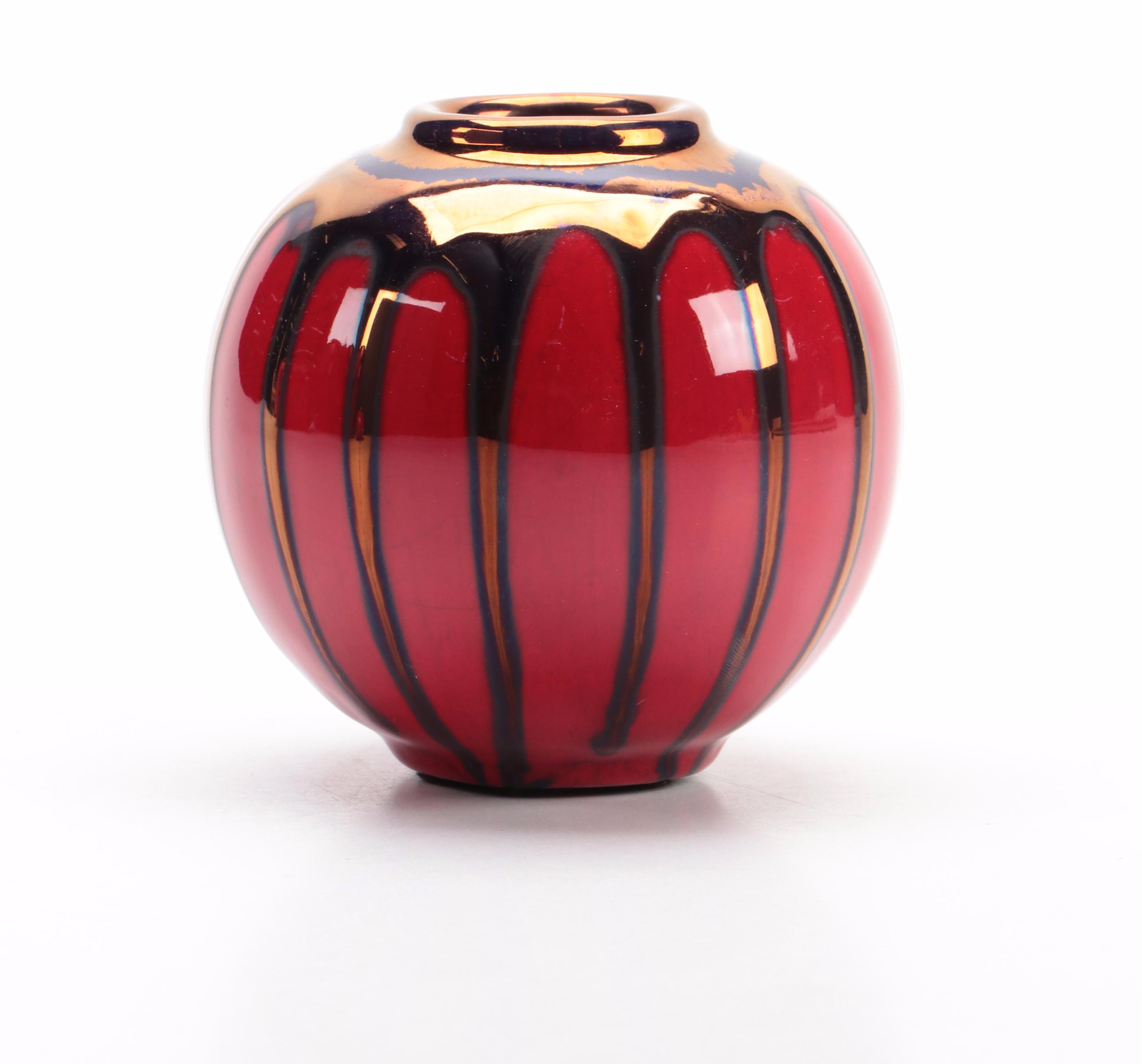 Signed Jim Gremel Drip Glazed Lustreware Pottery Vases | EBTH