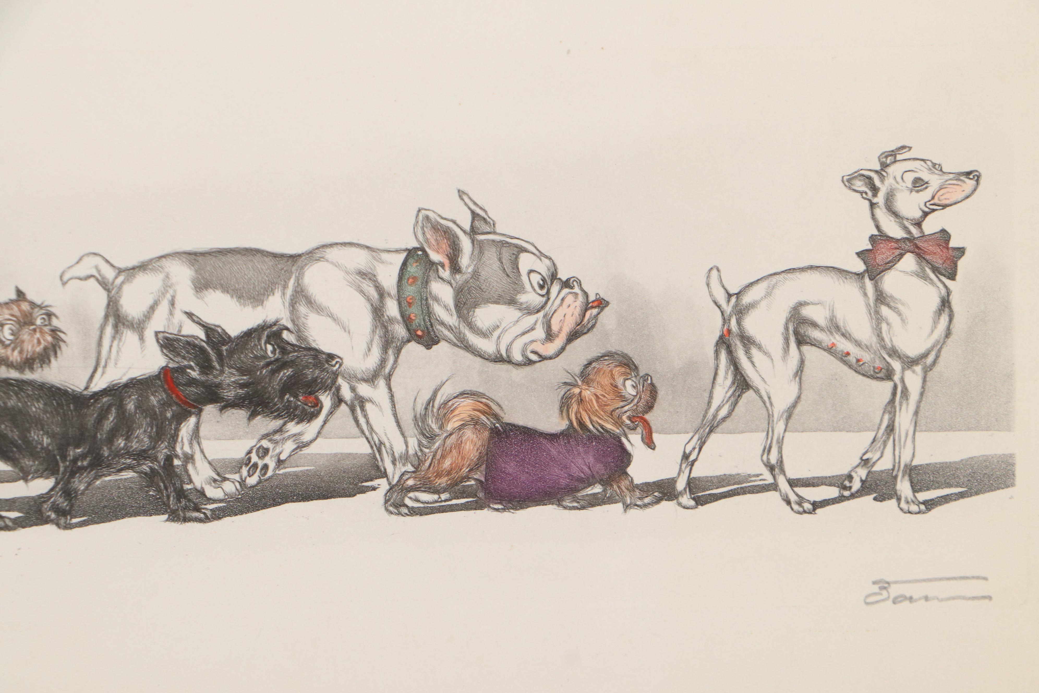 Cartoon Lithographs, Etching, Drawing and Offset Lithograph, Late 20th ...