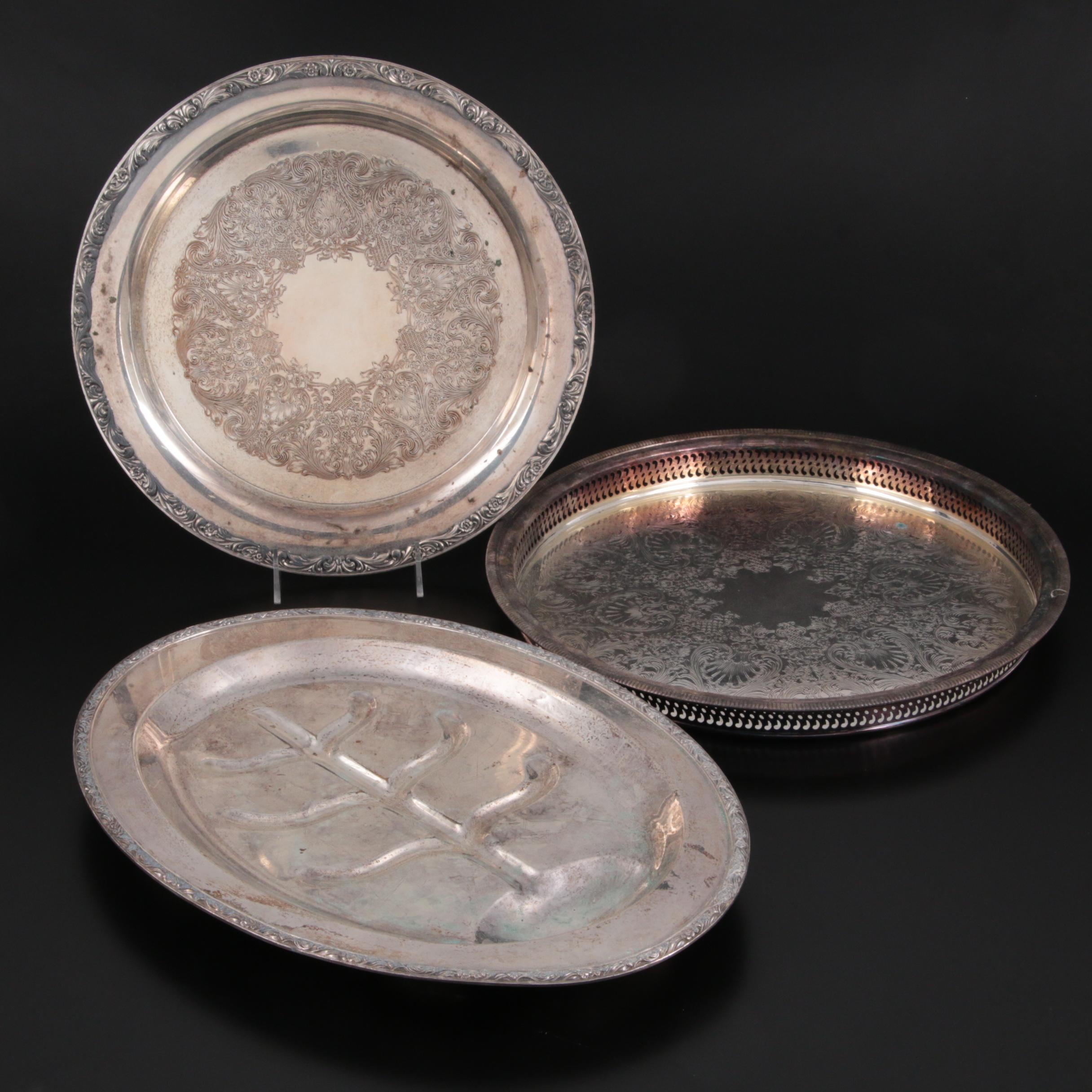 Oneida "Maybrook" Silver Plate Meat Platter and Other Trays | EBTH