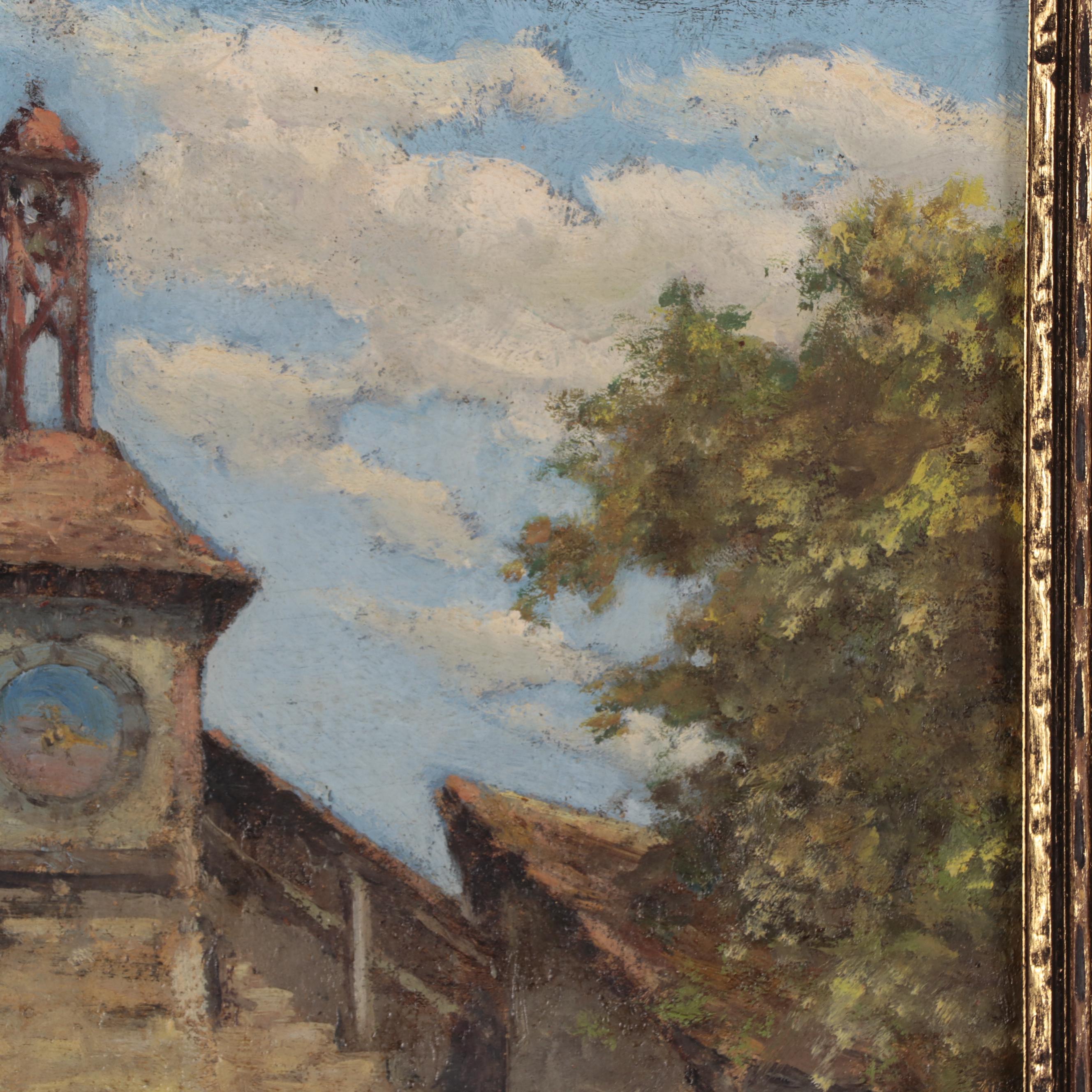 Oil Painting of a Bell Tower, Early to Mid-20th Century | EBTH