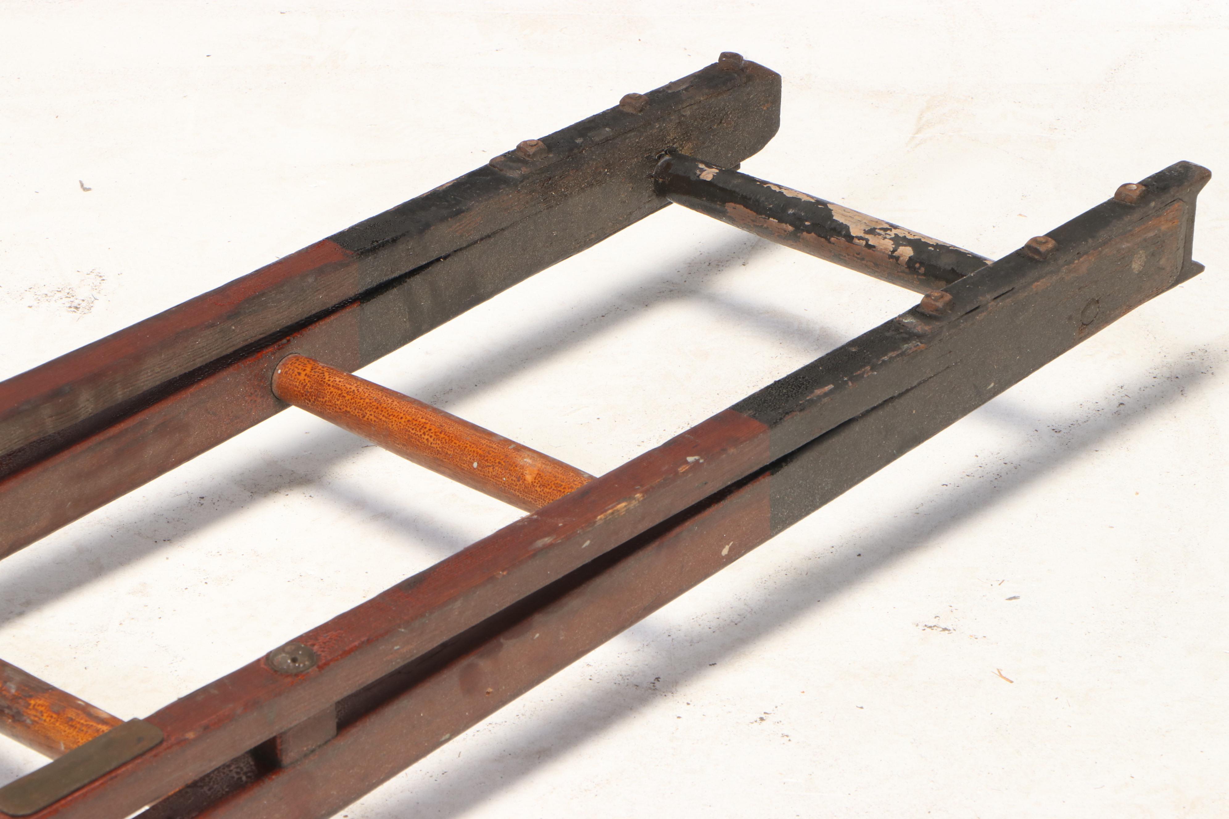 Fire Rescue Wooden Ladder with Hooks, Late 19th/Early 20th Century | EBTH