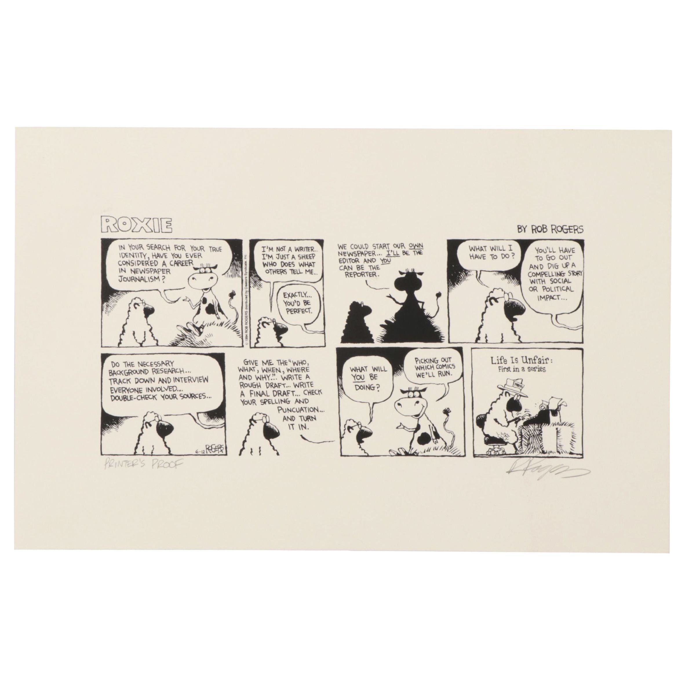 Rob Rogers Comic Strip Serigraph "Roxie" | EBTH
