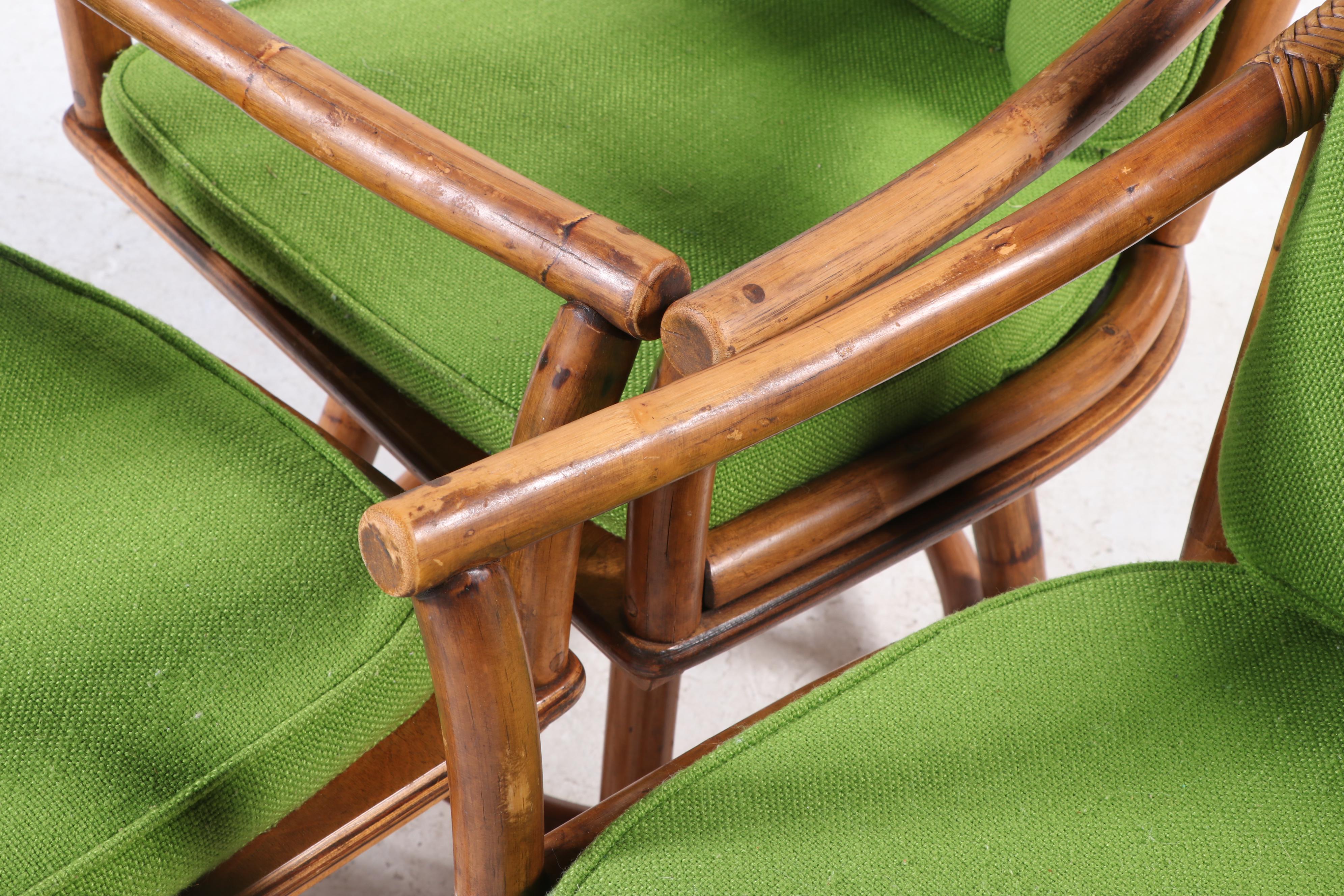 Fick's Reed Bent Wood Swivel Dining Chairs and Table with Bamboo Floor ...