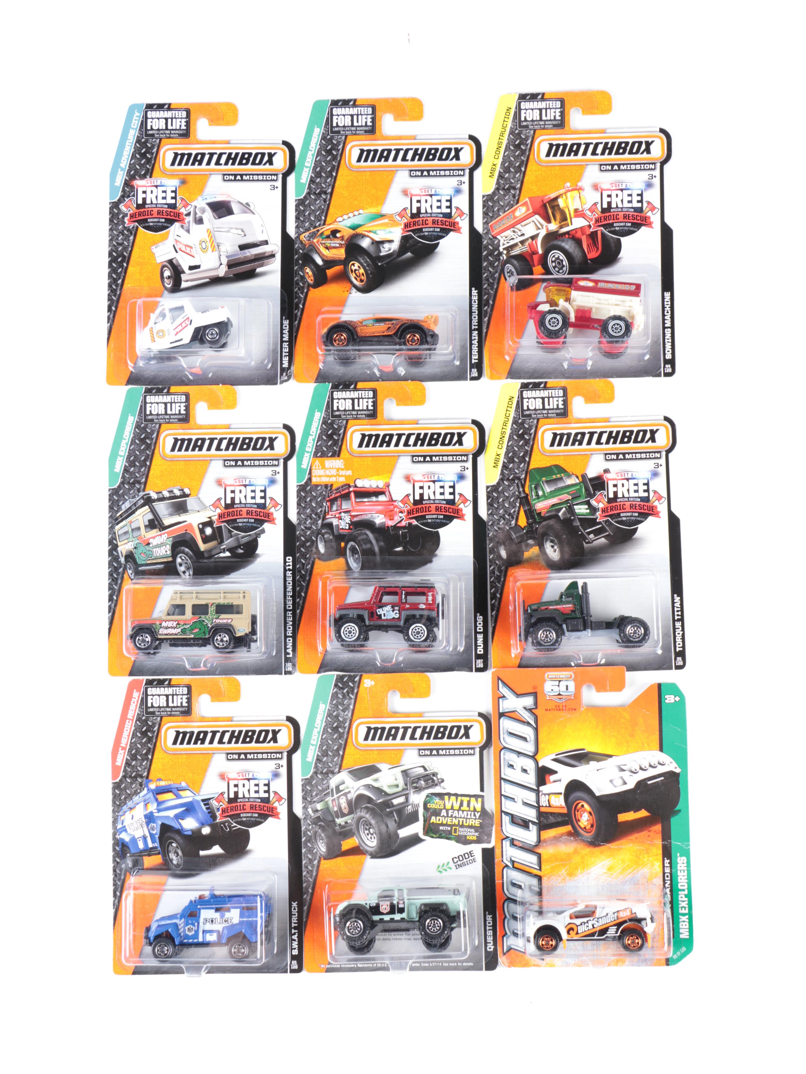 Mattel Matchbox Diecast Cars with Heroic Rescue and Construction Series ...