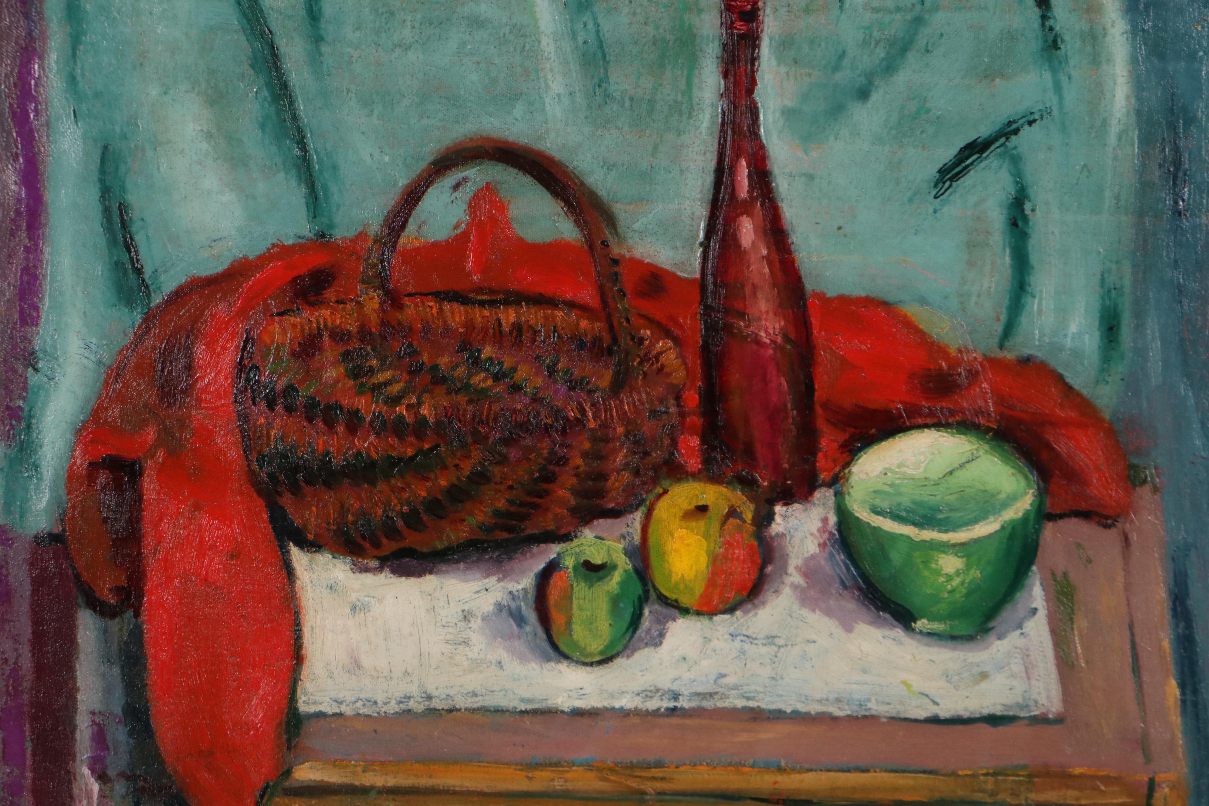 Edgar Yaeger Oil Painting "Woven Basket Still Life," 1933 | EBTH