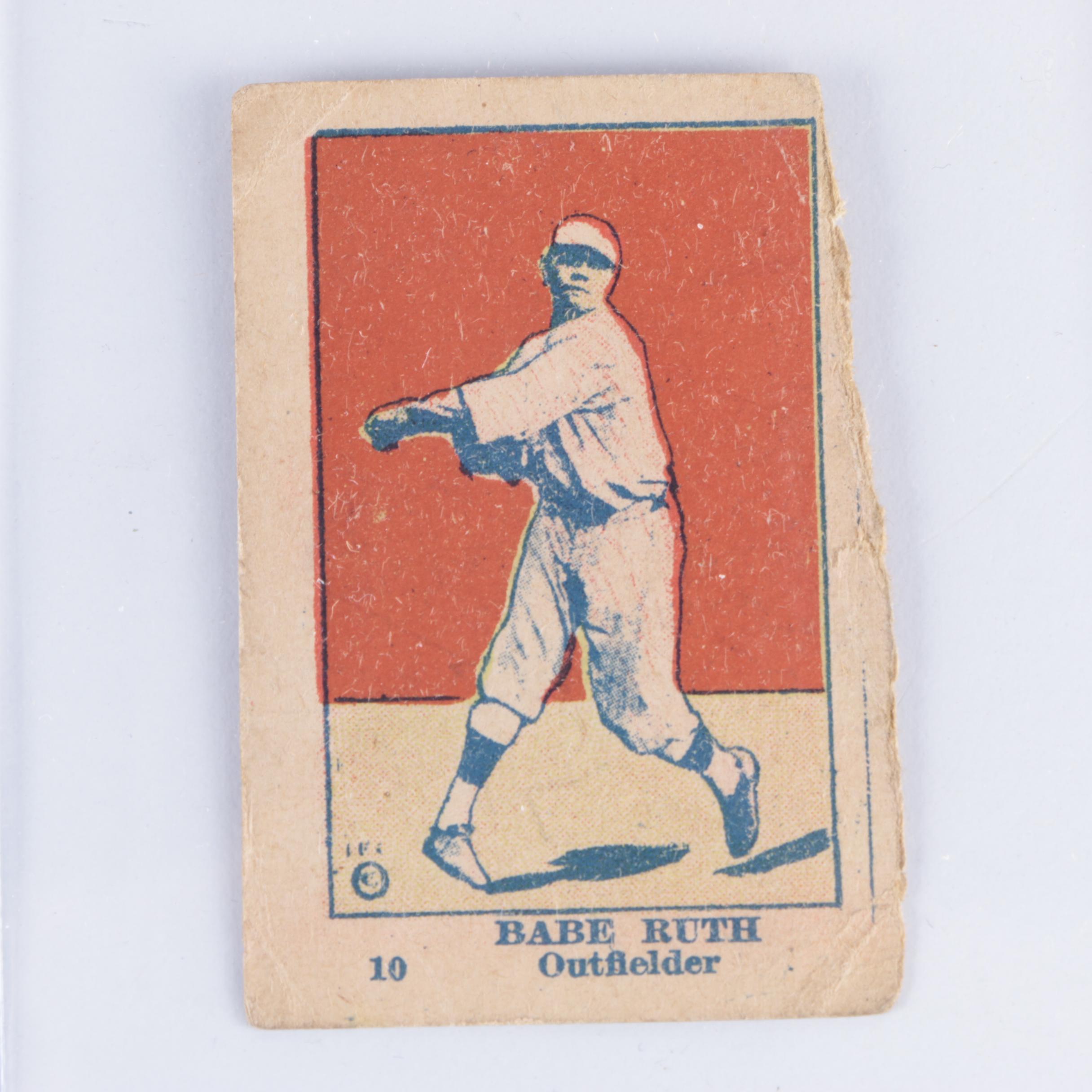 1921 Babe Ruth W516-2-1 #10 "Outfielder" Hand Cut Baseball Strip Card ...