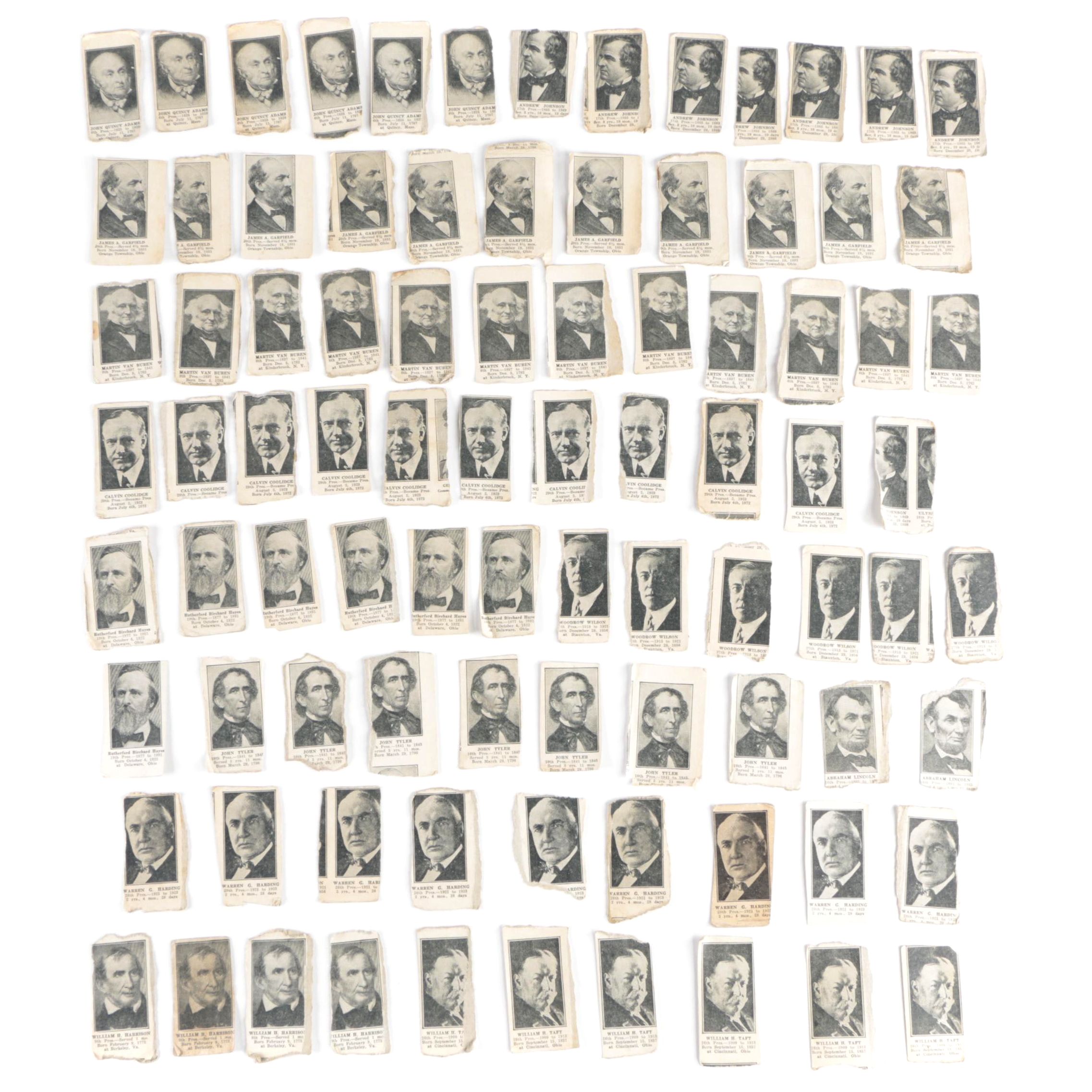 1920s U.S. Presidents Hand-Cut Black and White Political Strip Cards | EBTH