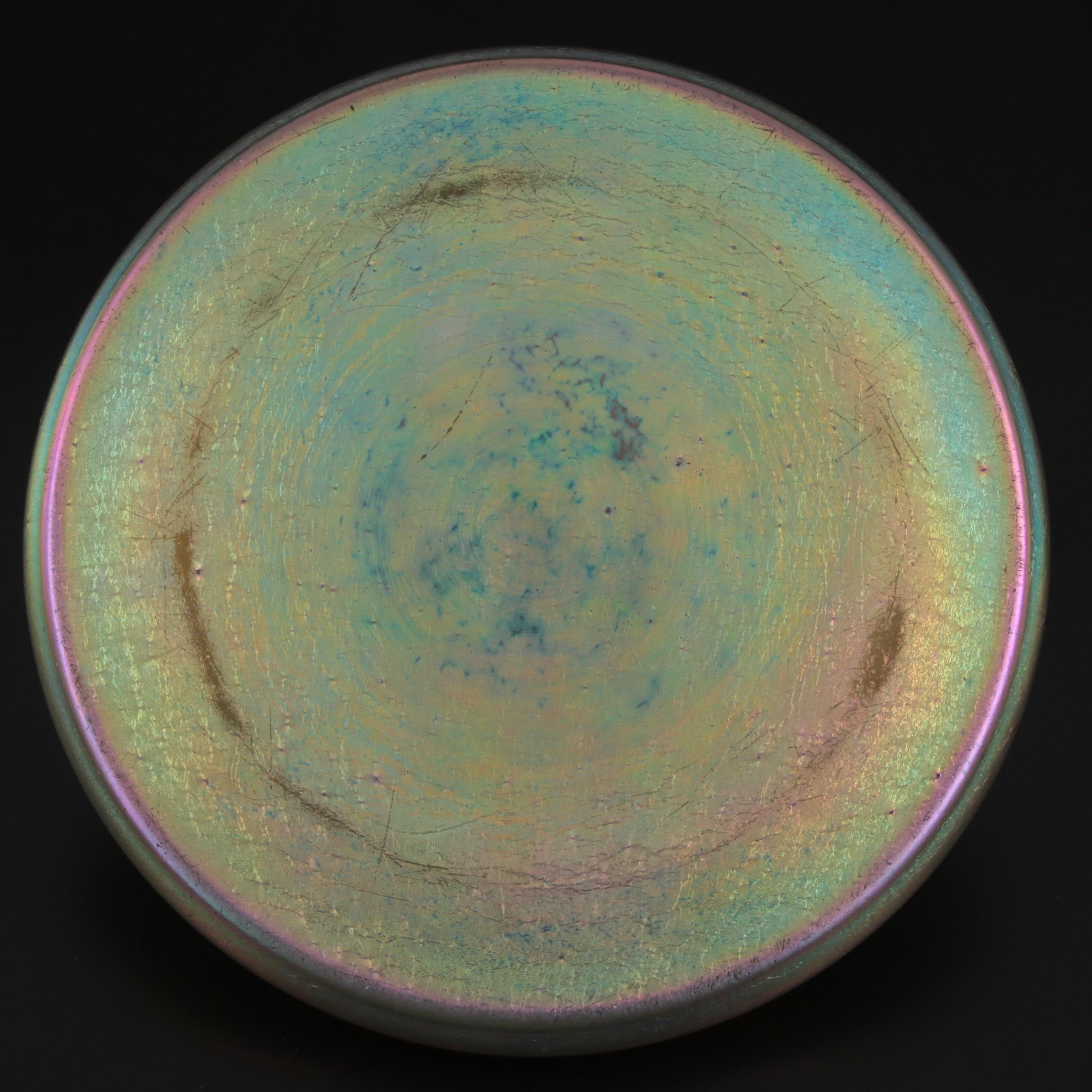 La Pierre Sterling Silver and Iridescent Art Glass Inkwell, Early 20th ...