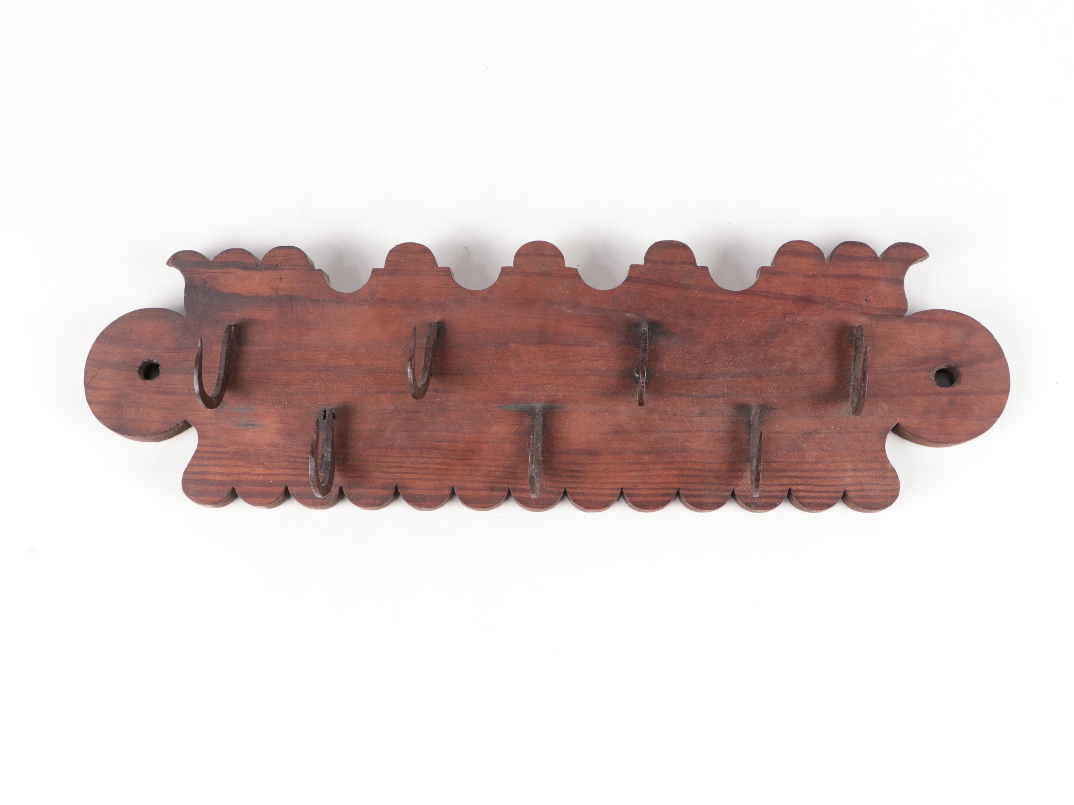 Primitive Wooden and Iron Game Hook or Herb Drying Rack | EBTH