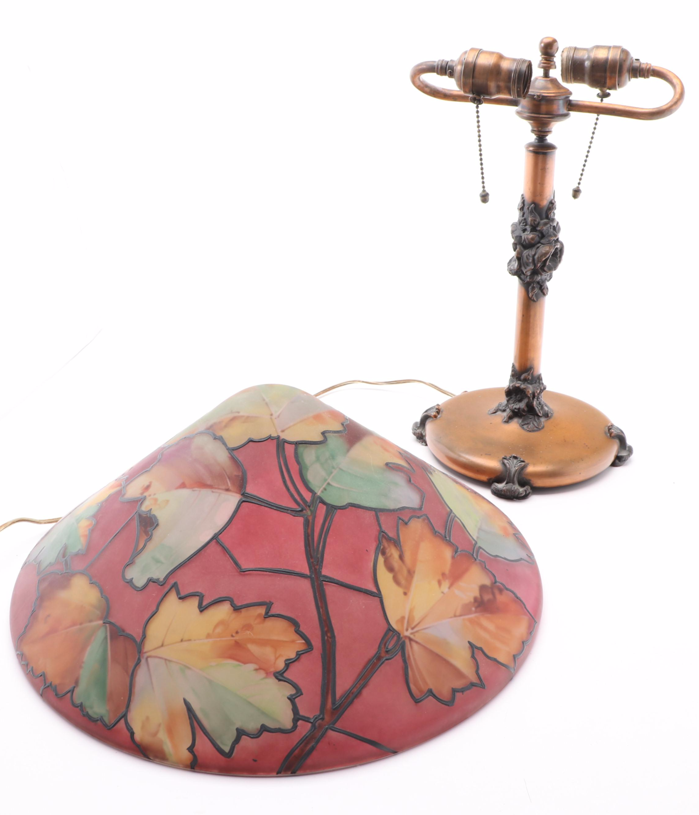 Pairpoint "Springfield" Maple Leaf Shade with Copper Pairpoint Lamp ...