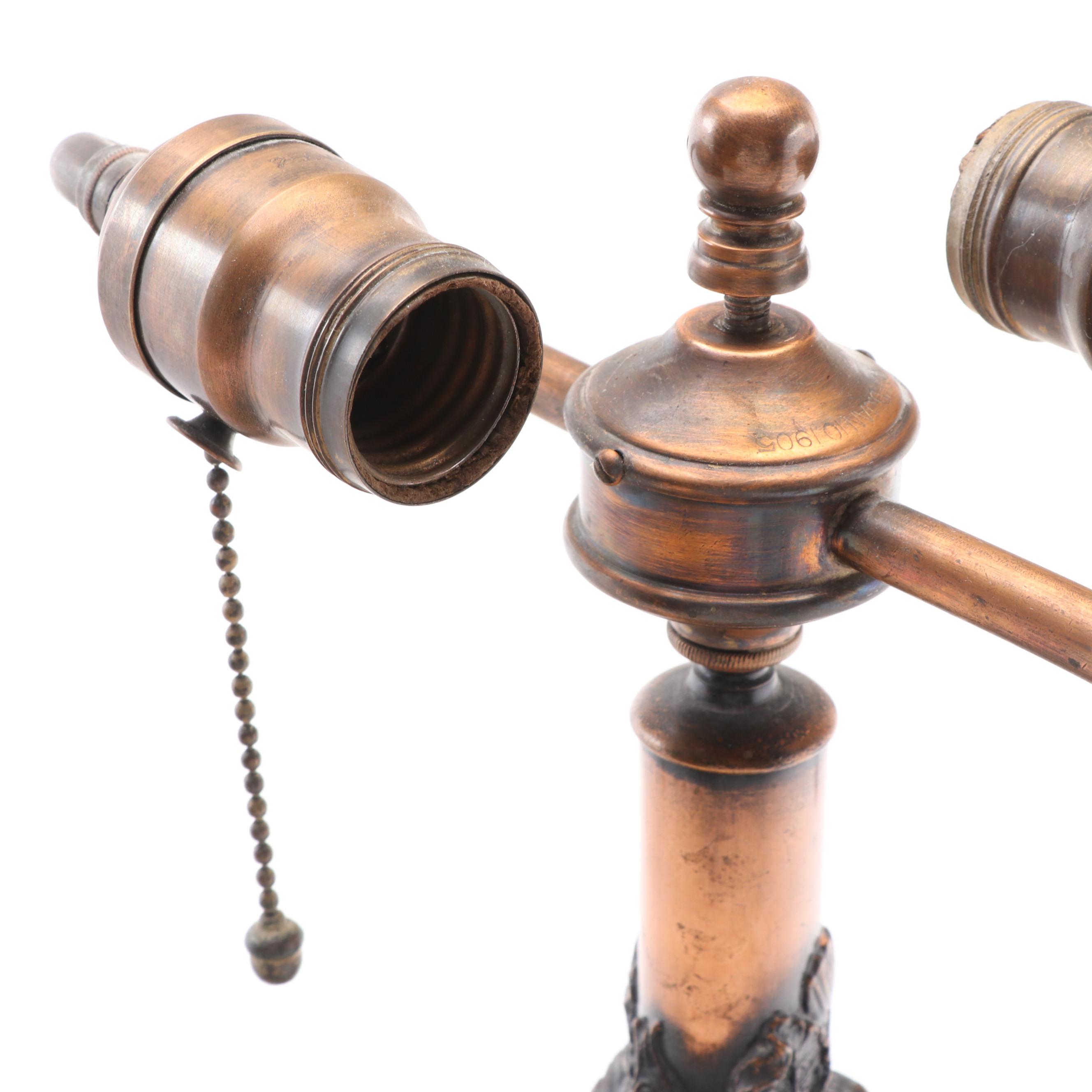 Pairpoint "Springfield" Maple Leaf Shade with Copper Pairpoint Lamp ...