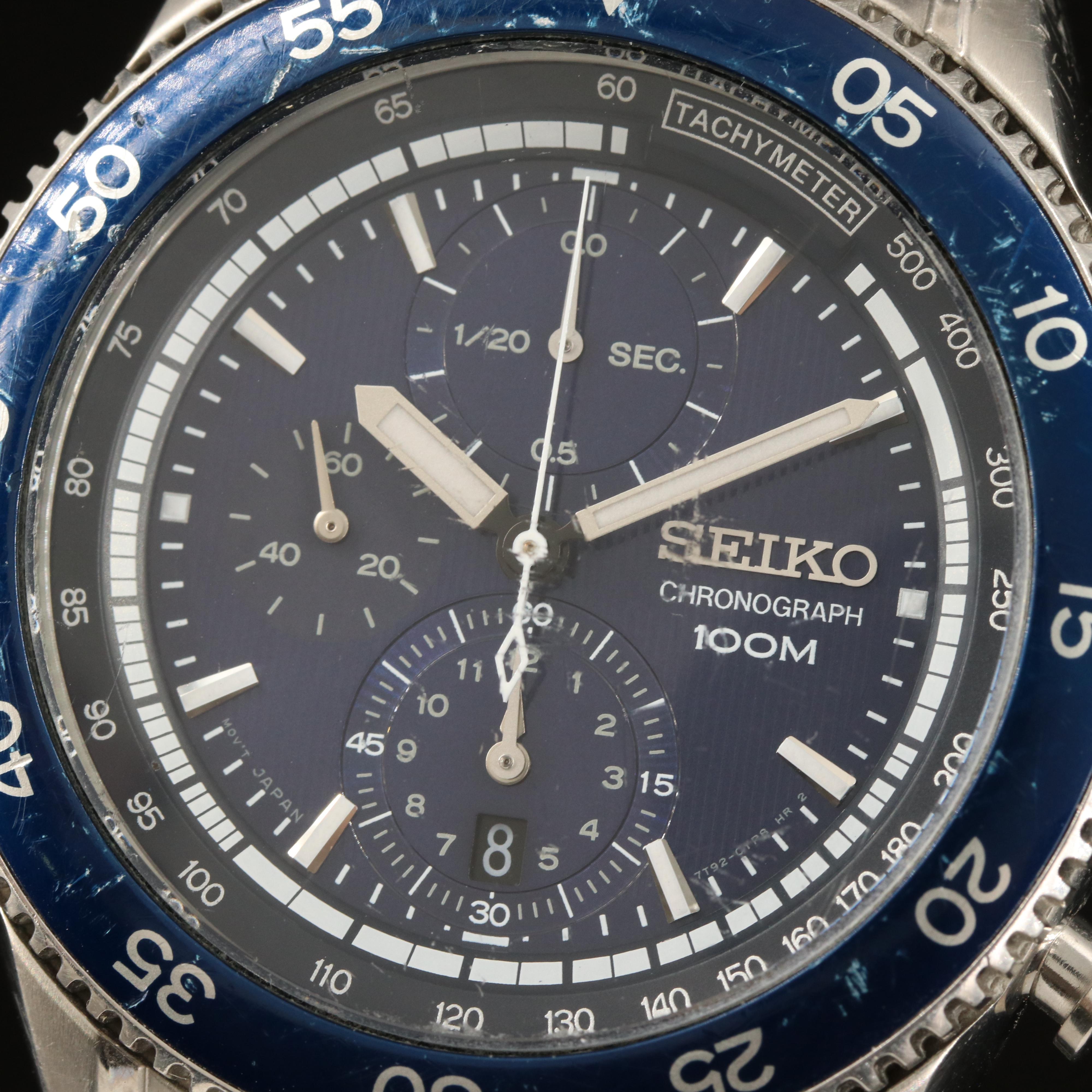 Seiko Chronograph Stainless Steel 100M Wristwatch | EBTH