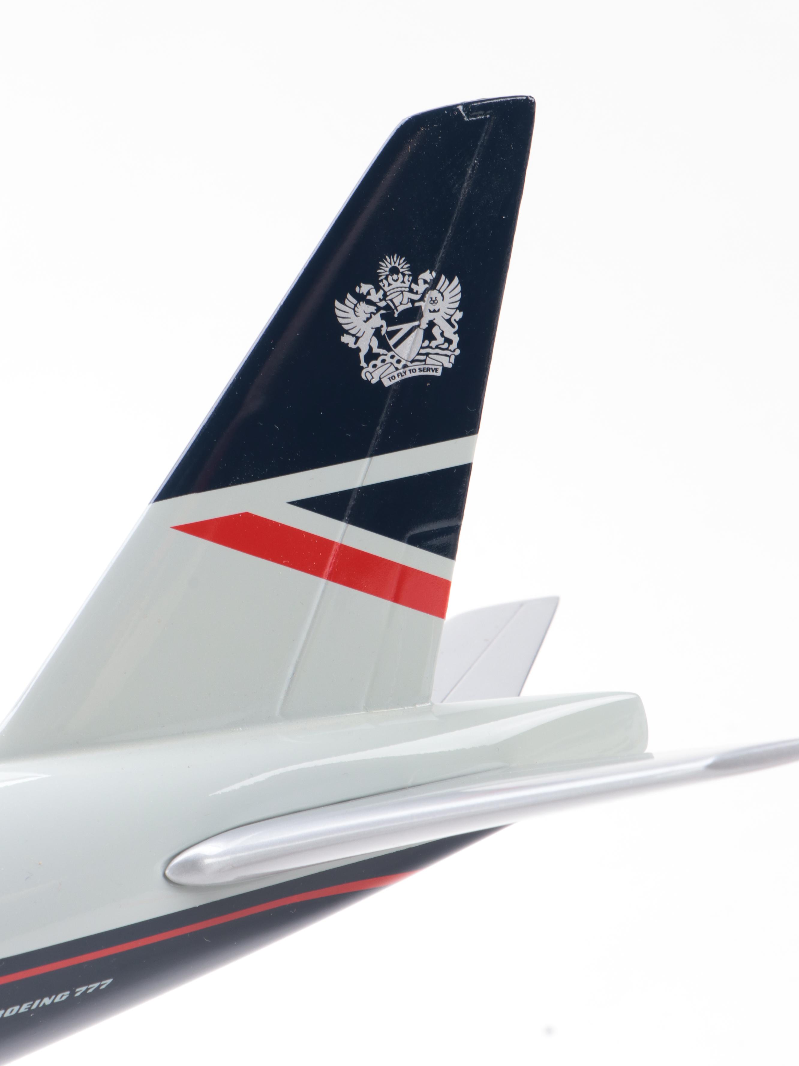 PacMin British Airways Boeing 777 Model Airplane on Wooden Base | EBTH