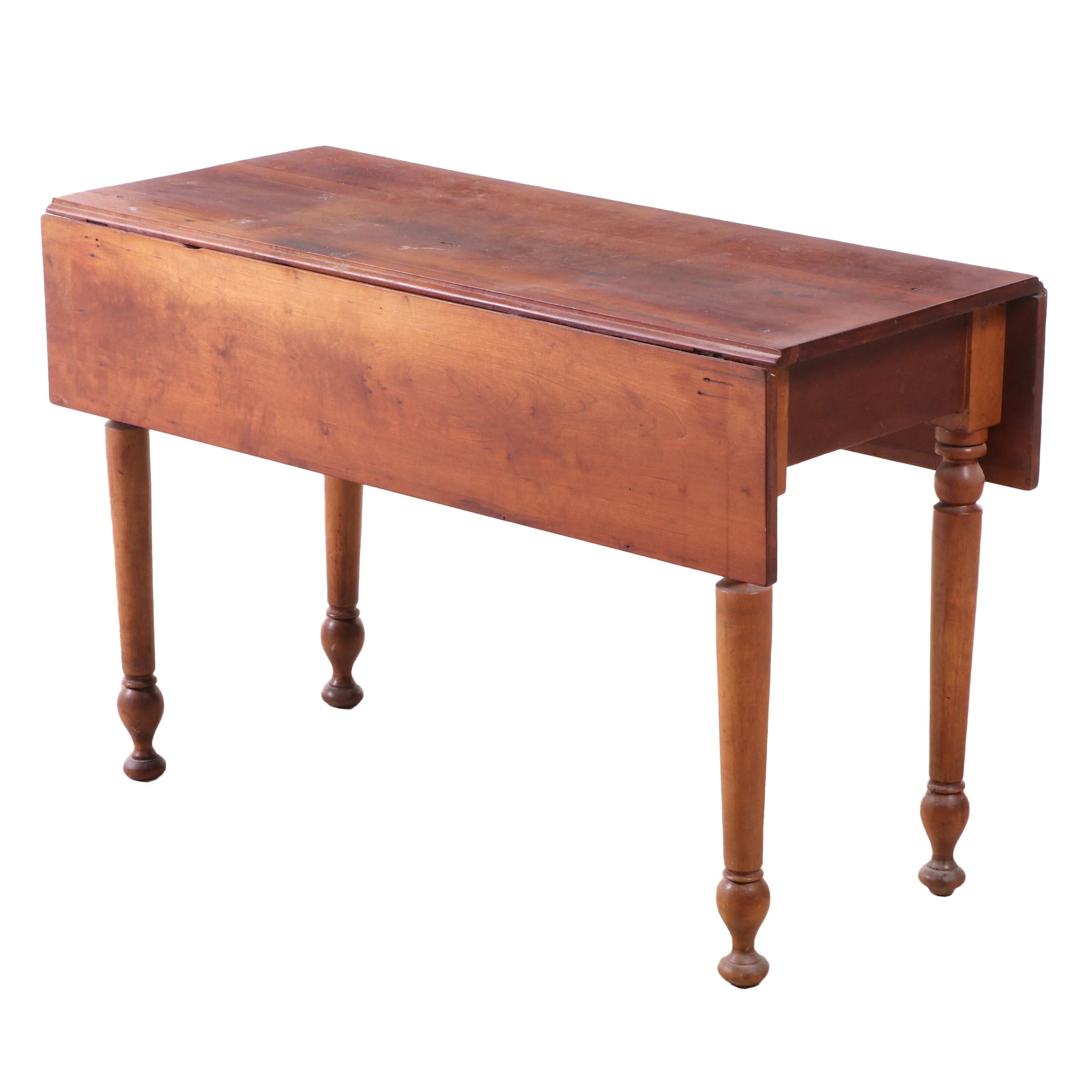 American Primitive Cherry Drop-Leaf Dining Table, 19th Century | EBTH