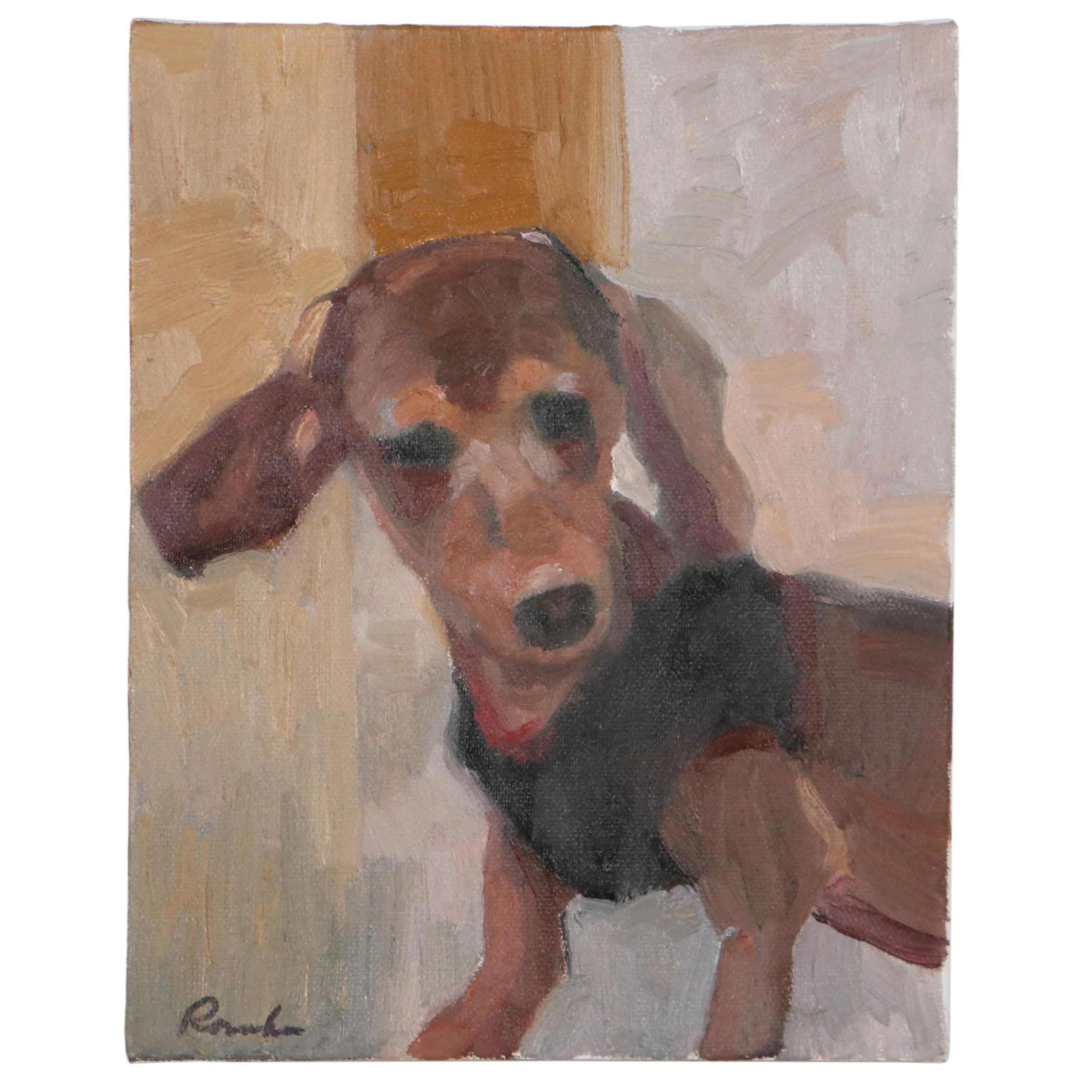 Sally Rosenbaum Oil Painting of Dachshund "The Doxie," 21st Century | EBTH