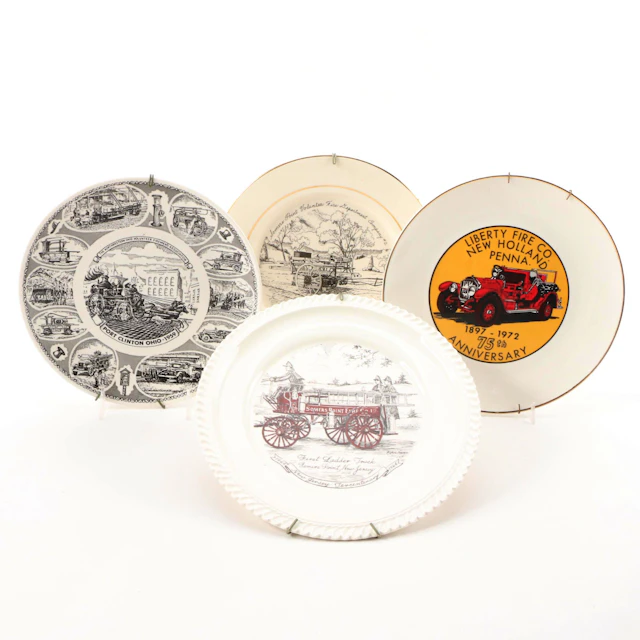 Firefighter Themed Collectors Plates, Including "First Ladder Truck ...