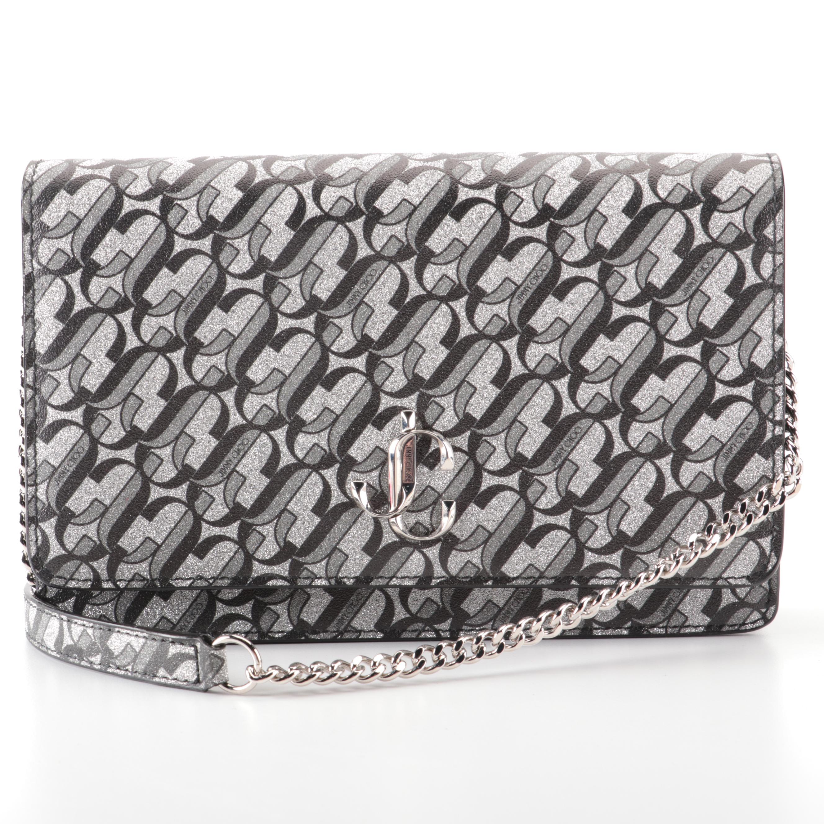 Jimmy Choo Palace Wallet on Chain in JC Glitter Monogram | EBTH