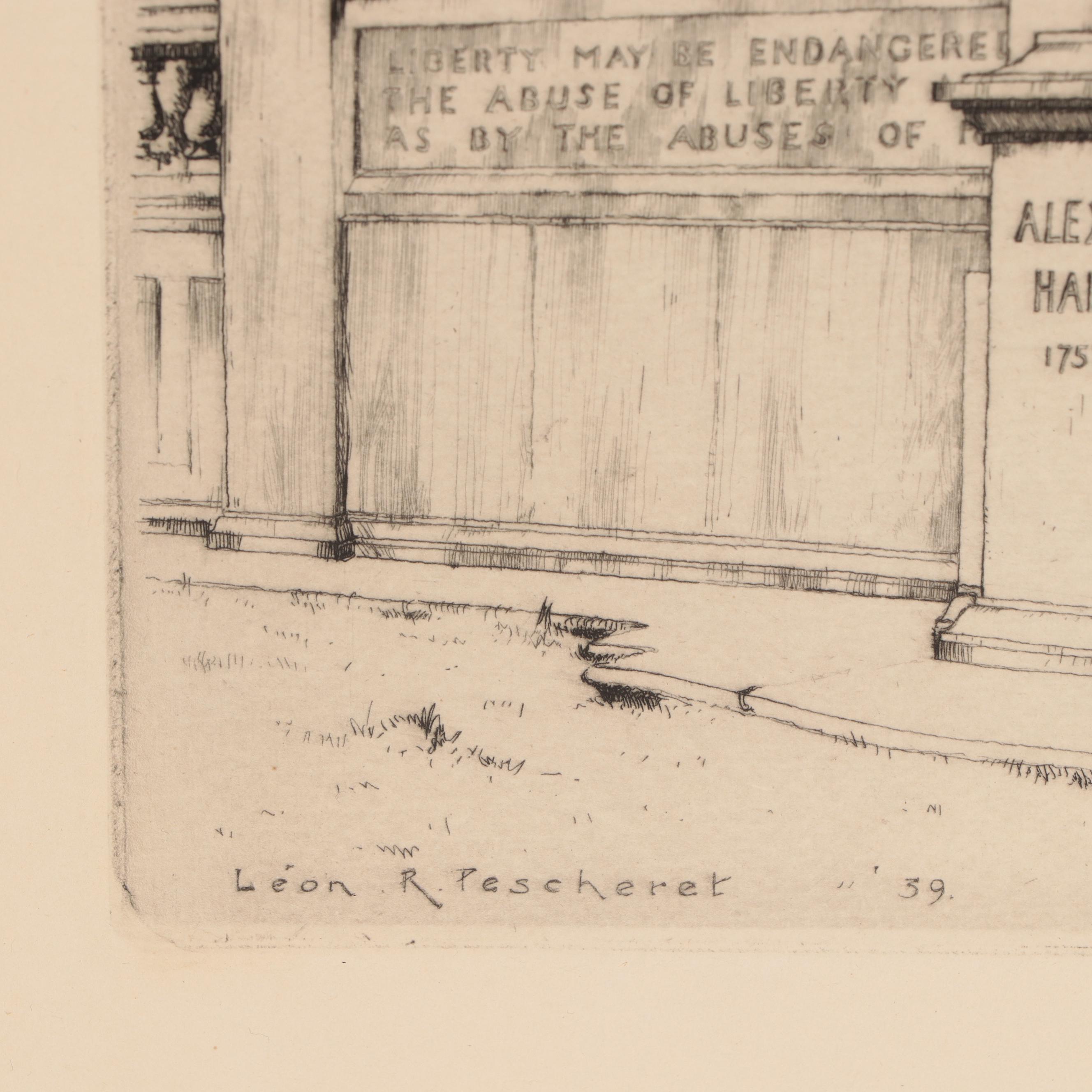Léon R. Pescheret Etchings of Chicago Monuments, Circa 1930 | EBTH