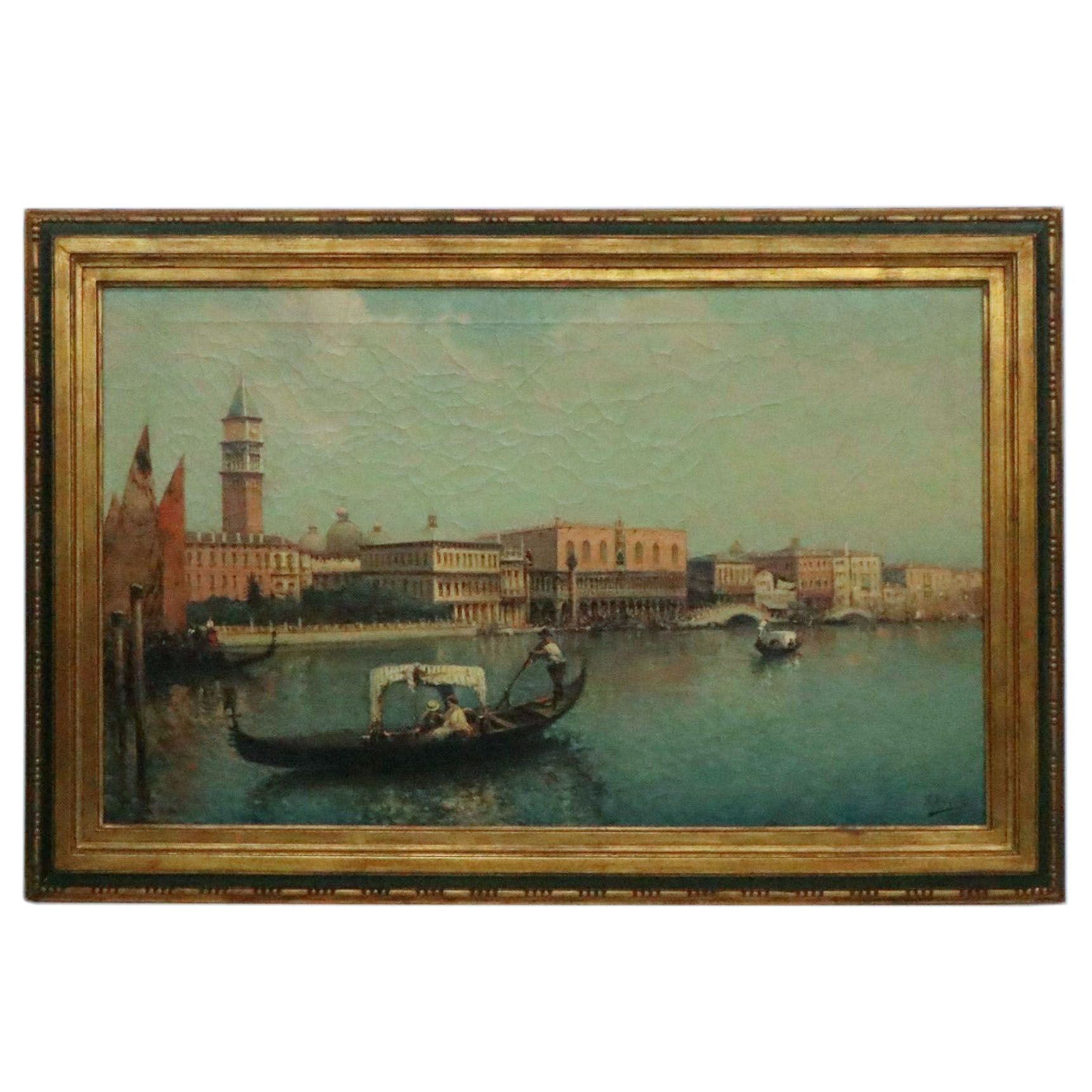 Nicholas Briganti Oil Painting of Venetian Canal Scene | EBTH