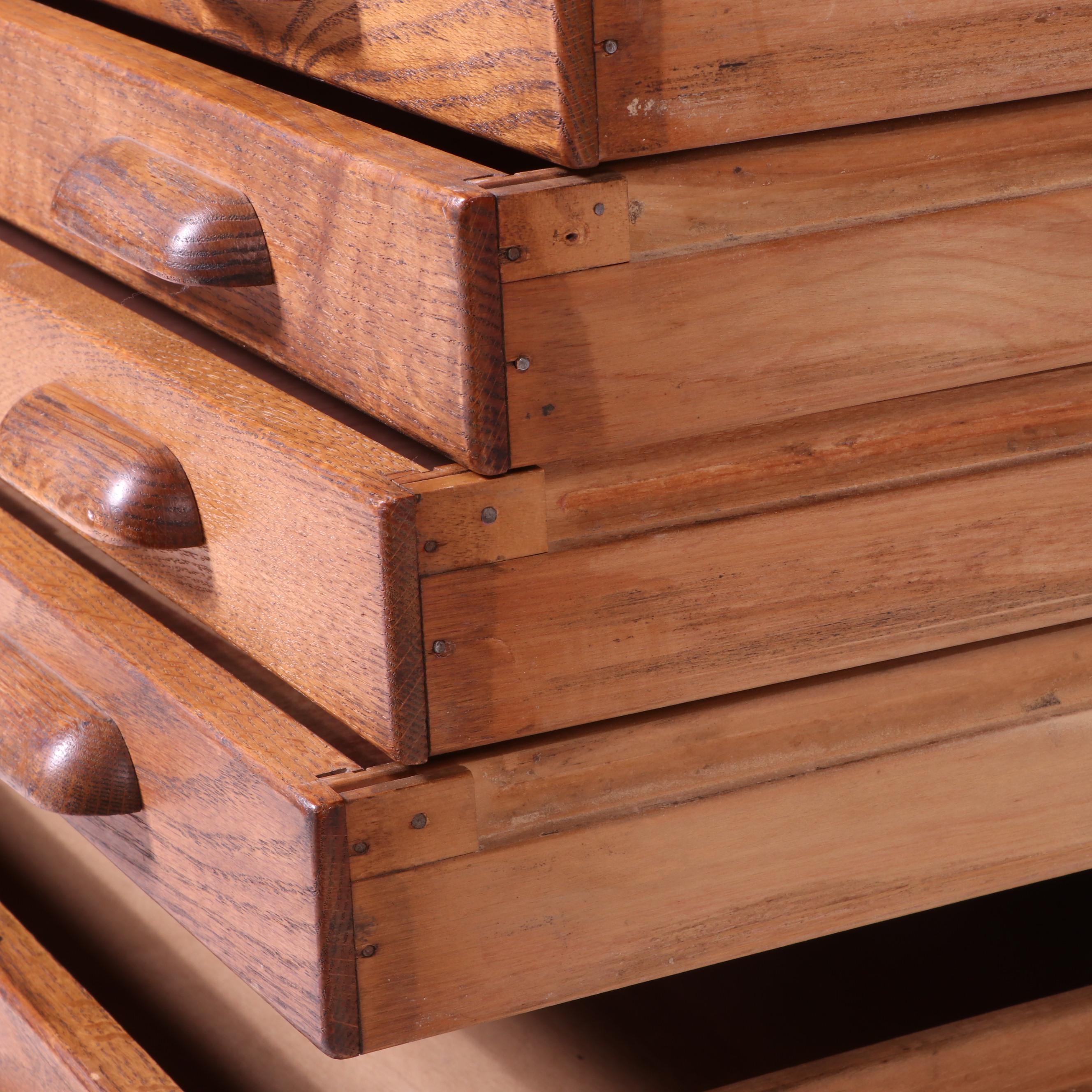 Hamilton Manufacturing Co. Oak Eight-Drawer Flat File Cabinet, 20th ...