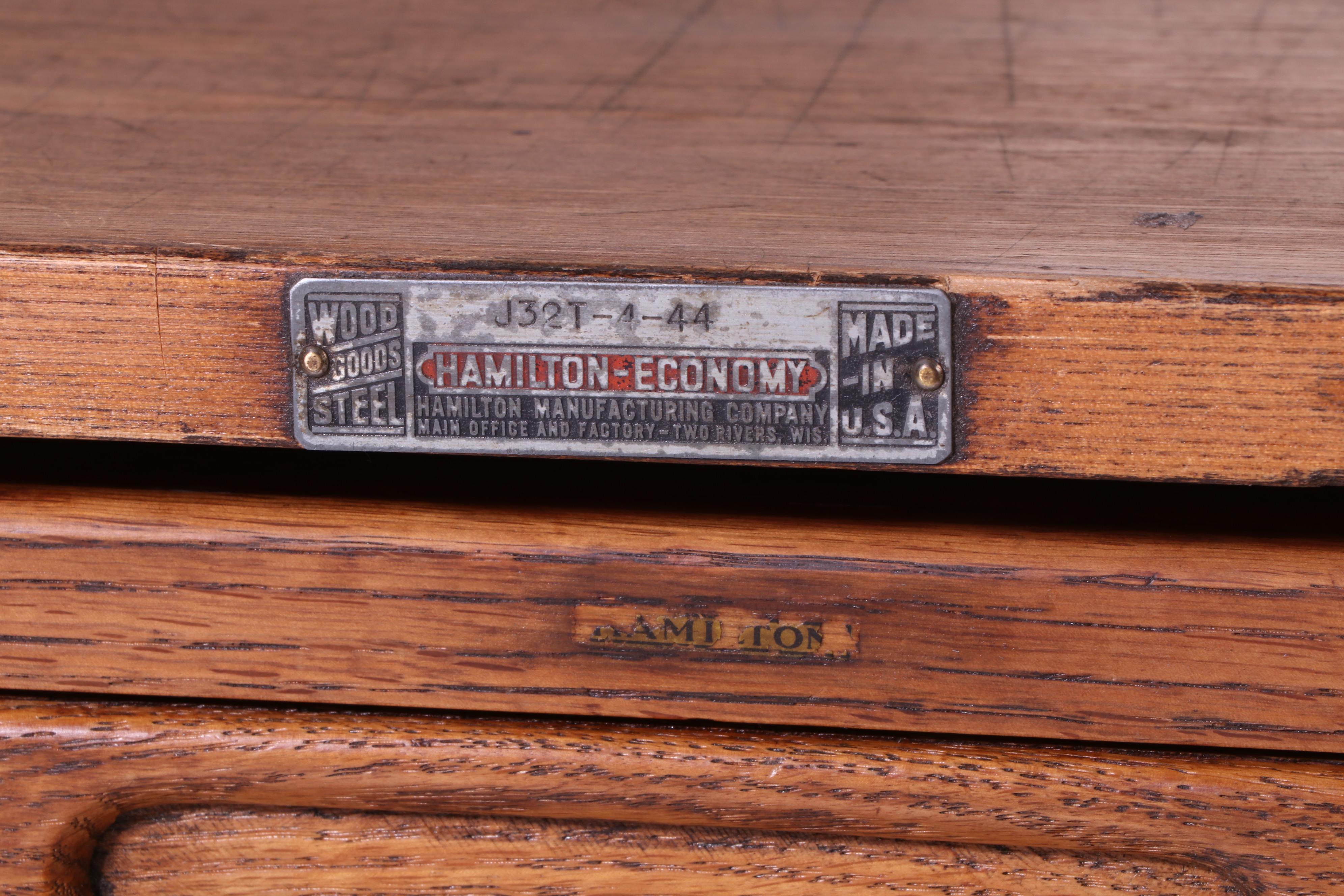 Hamilton Manufacturing Co. Oak Eight-Drawer Flat File Cabinet, 20th ...