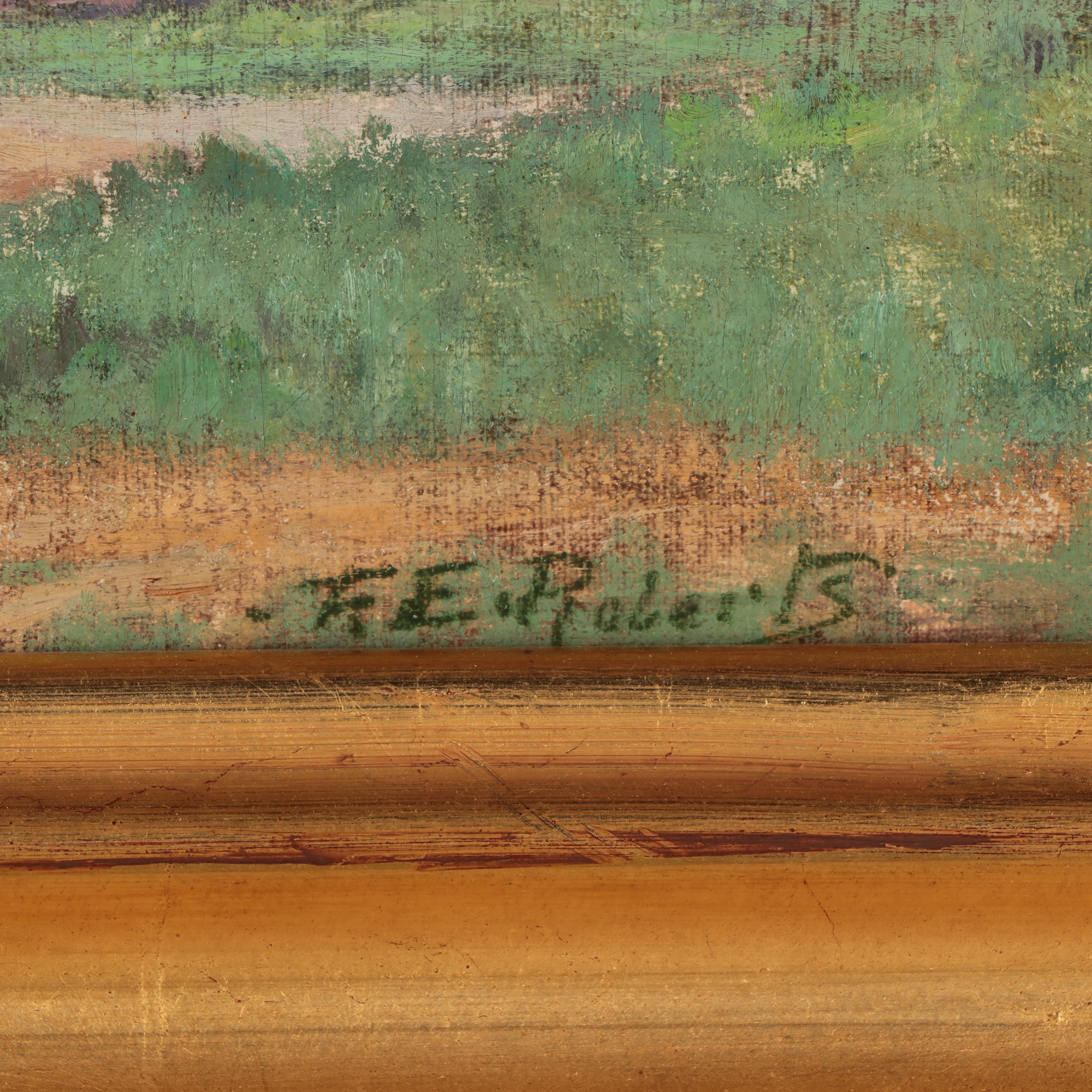 Frederick Roberts Landscape Oil Painting "Newton Highlands," Early 20th ...