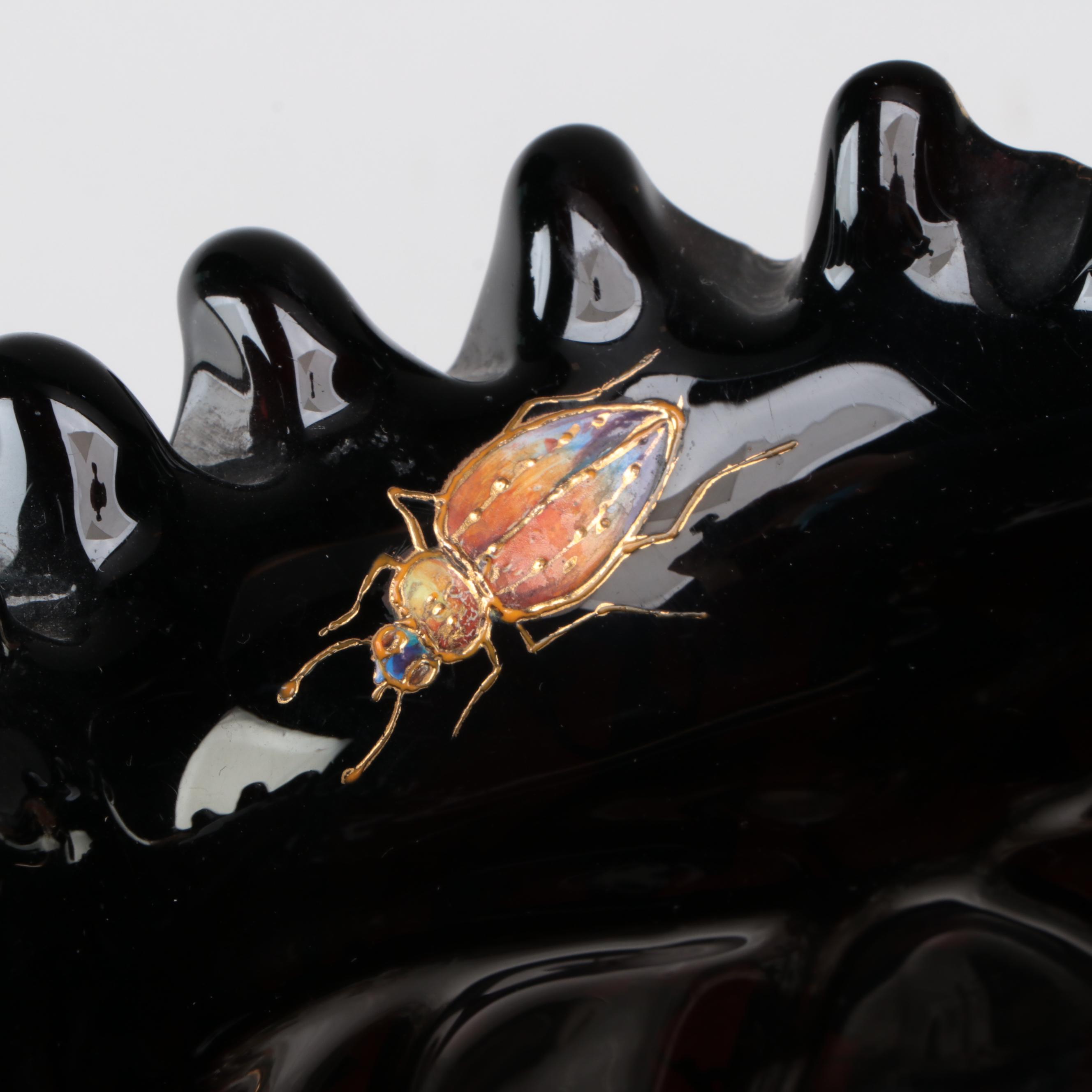 Moser Glass Vase with Enameled Insects and Leaves, Late 19th/Early 20th ...