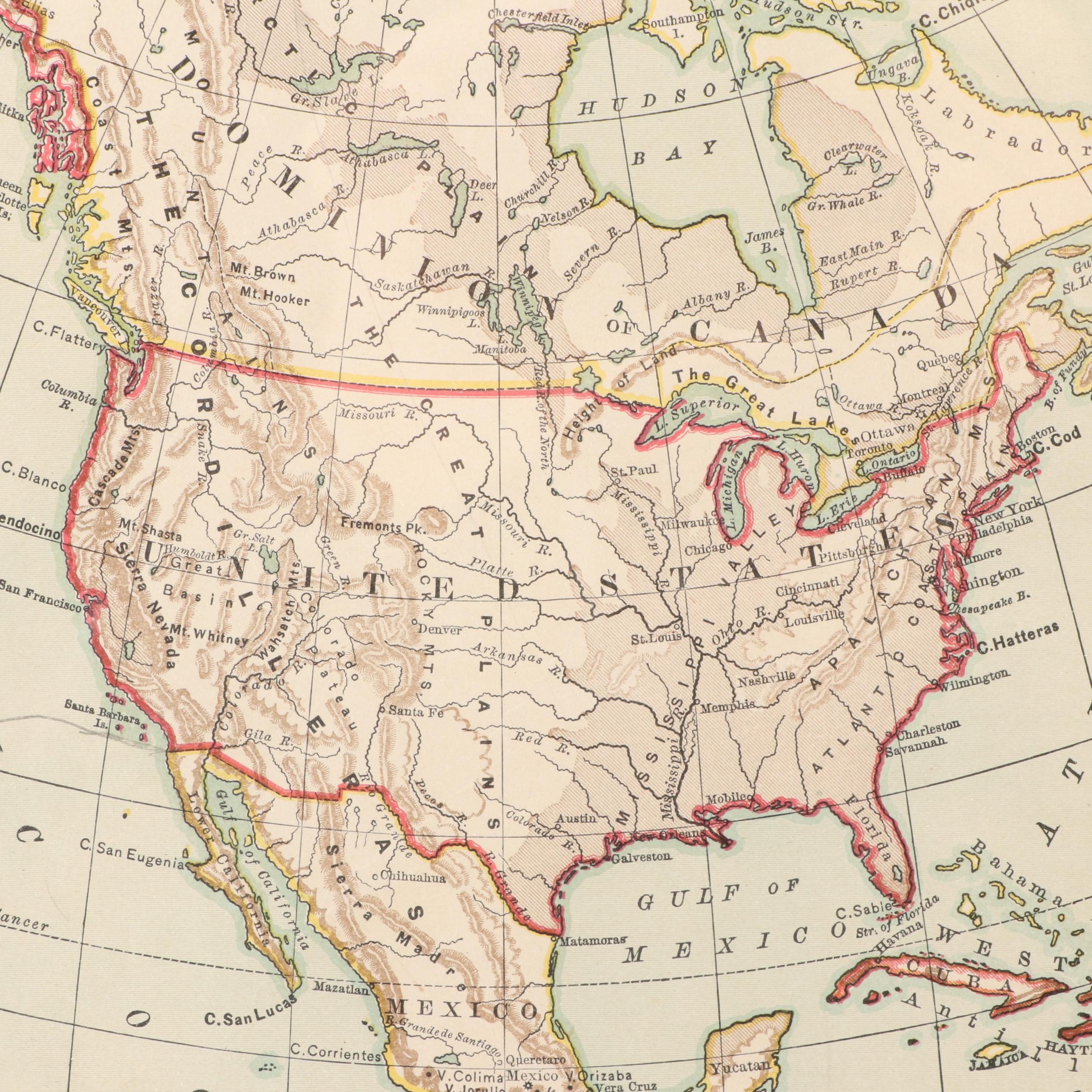 Wilson, Hinkle & Co. Lithograph Map of North America, Late 19th Century ...