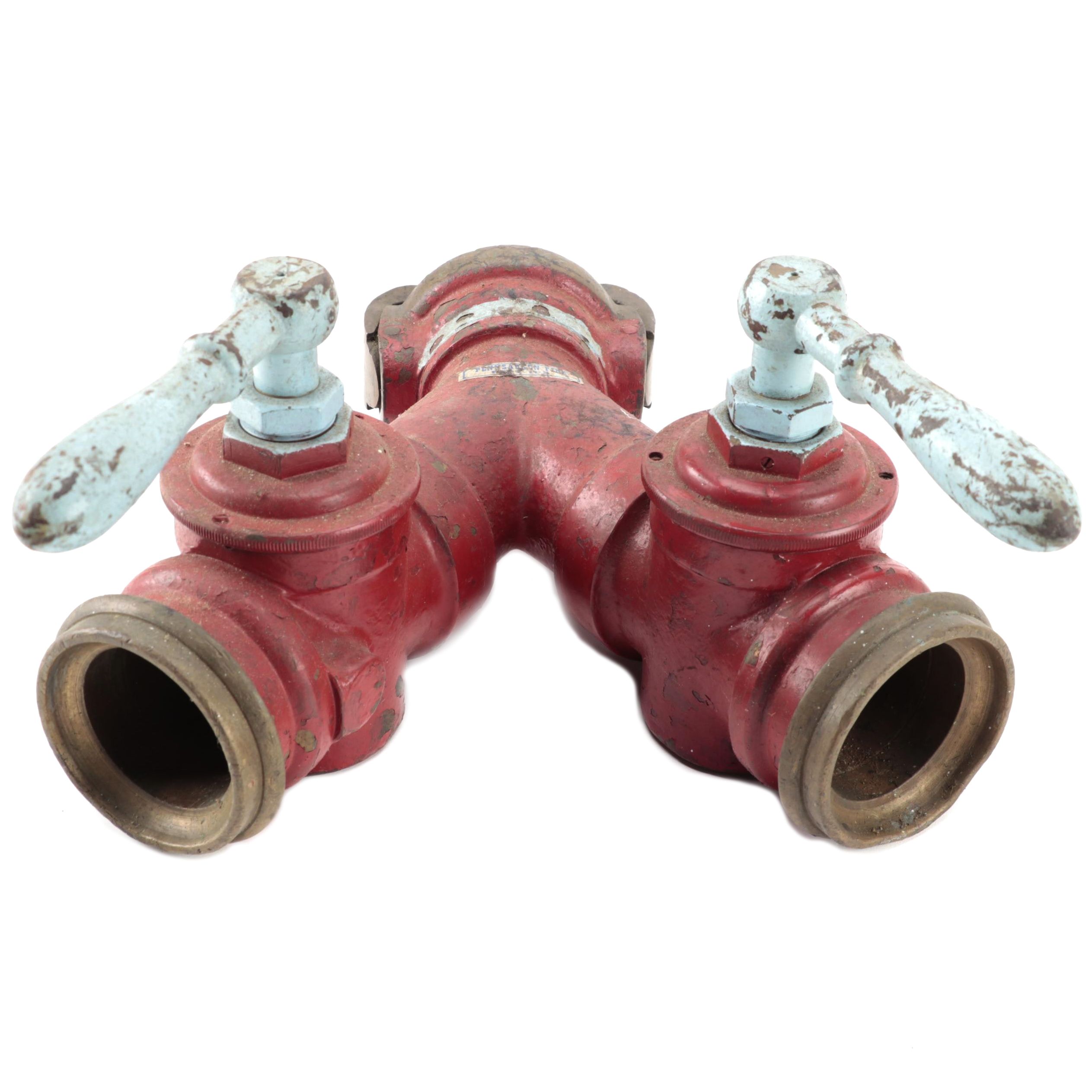 Brass WYE Fire Hose Splitter Valve with Snap Clamps | EBTH