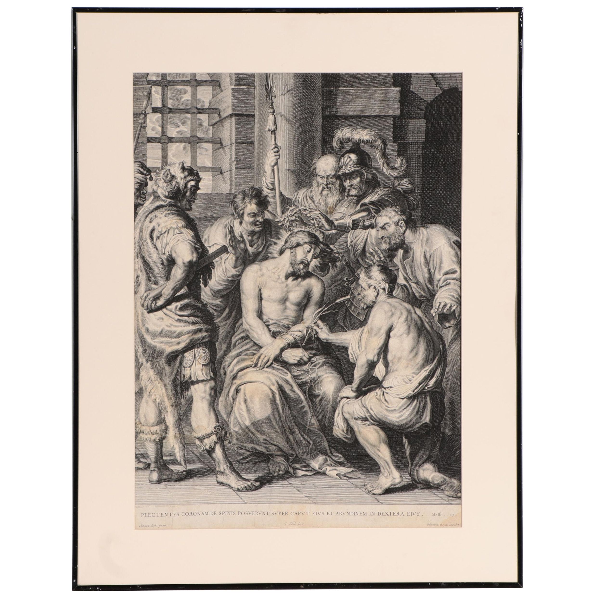 François Langot Engraving After Anthony van Dyck "The Mocking of Christ ...