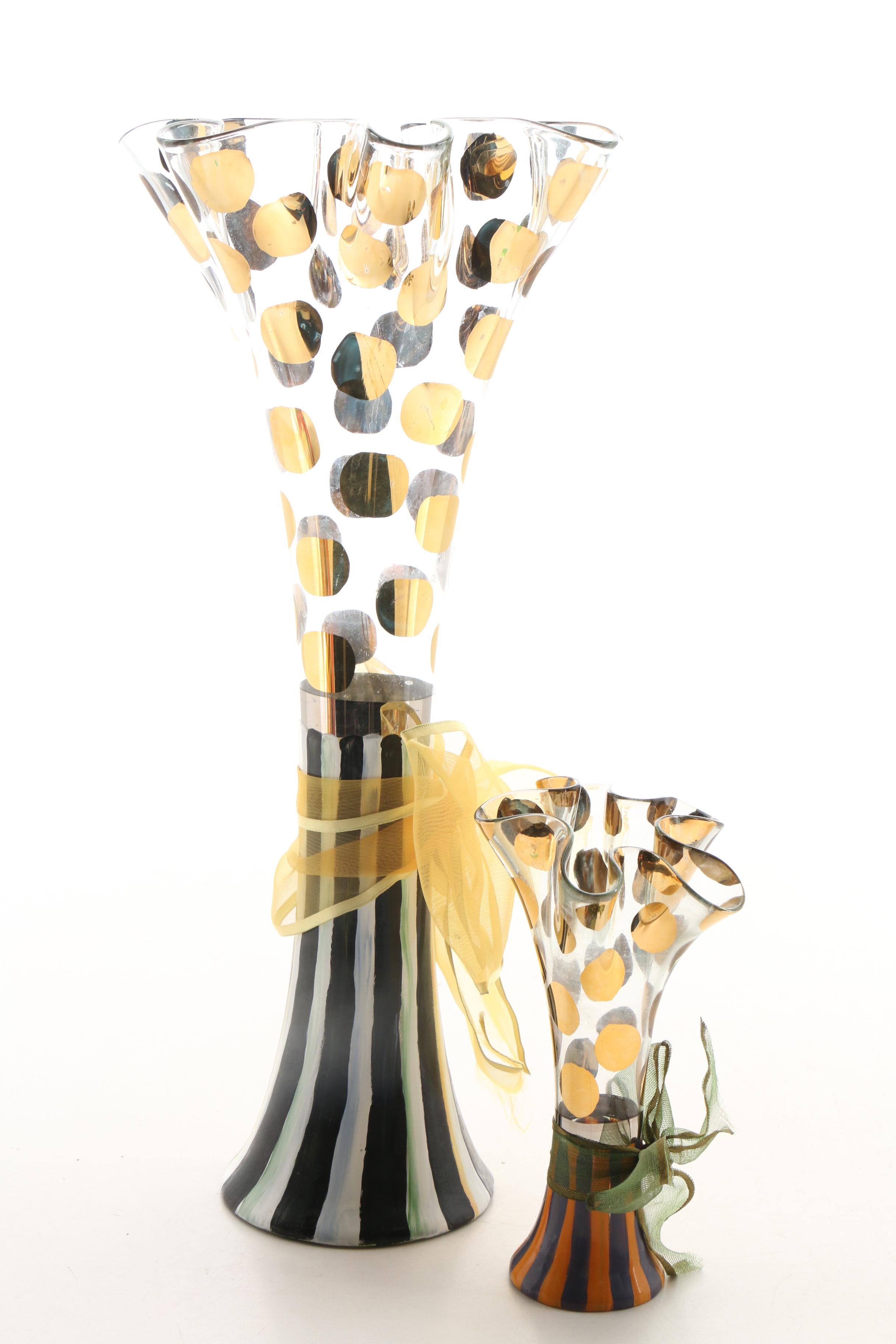 MacKenzie-Childs "Heirloom" Rose Bowls and "Circus" Hand-Painted Glass ...