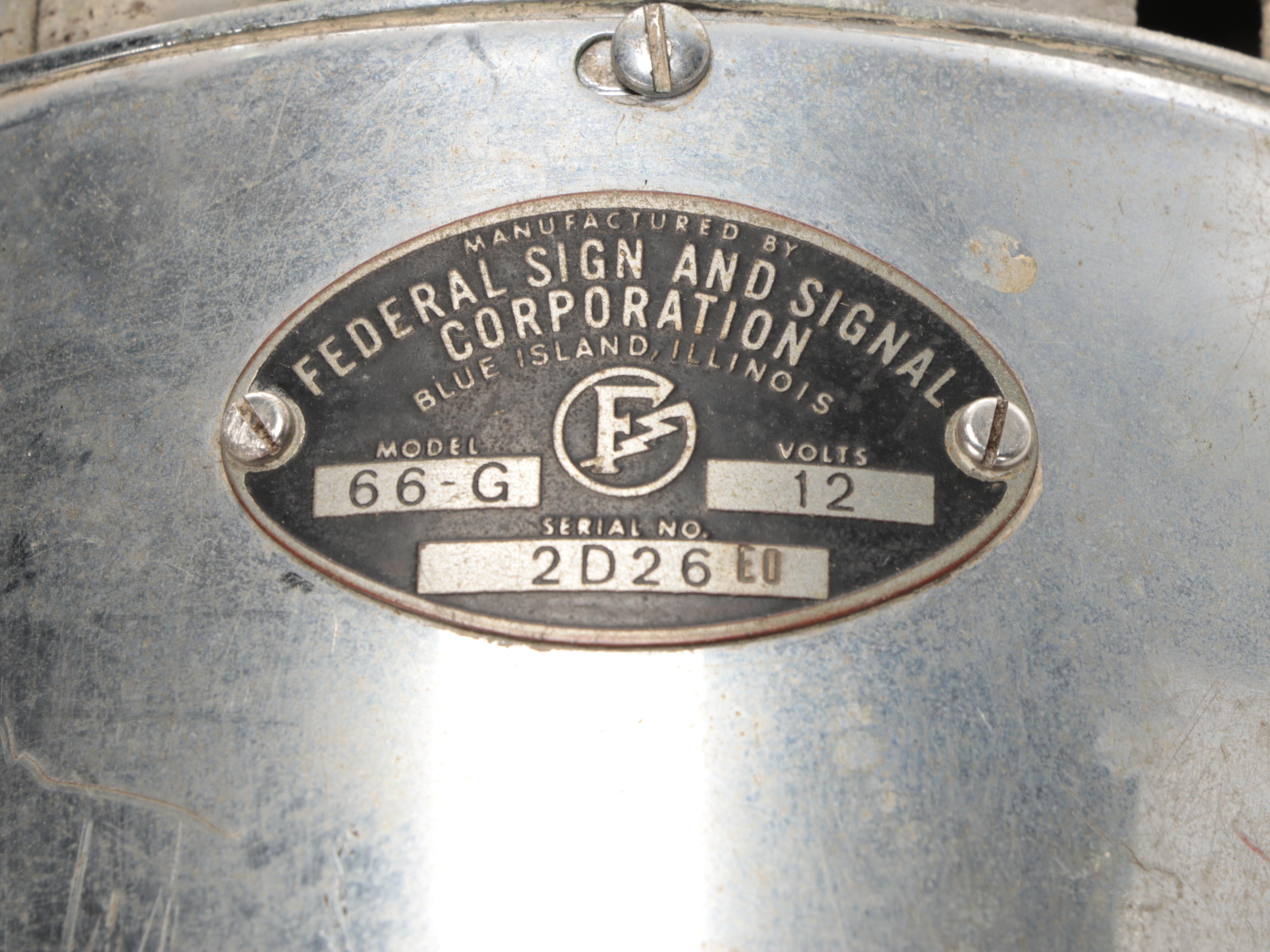 Federal Sign & Signal Corporation Fire Truck Siren, Model 66-G, 1960s ...