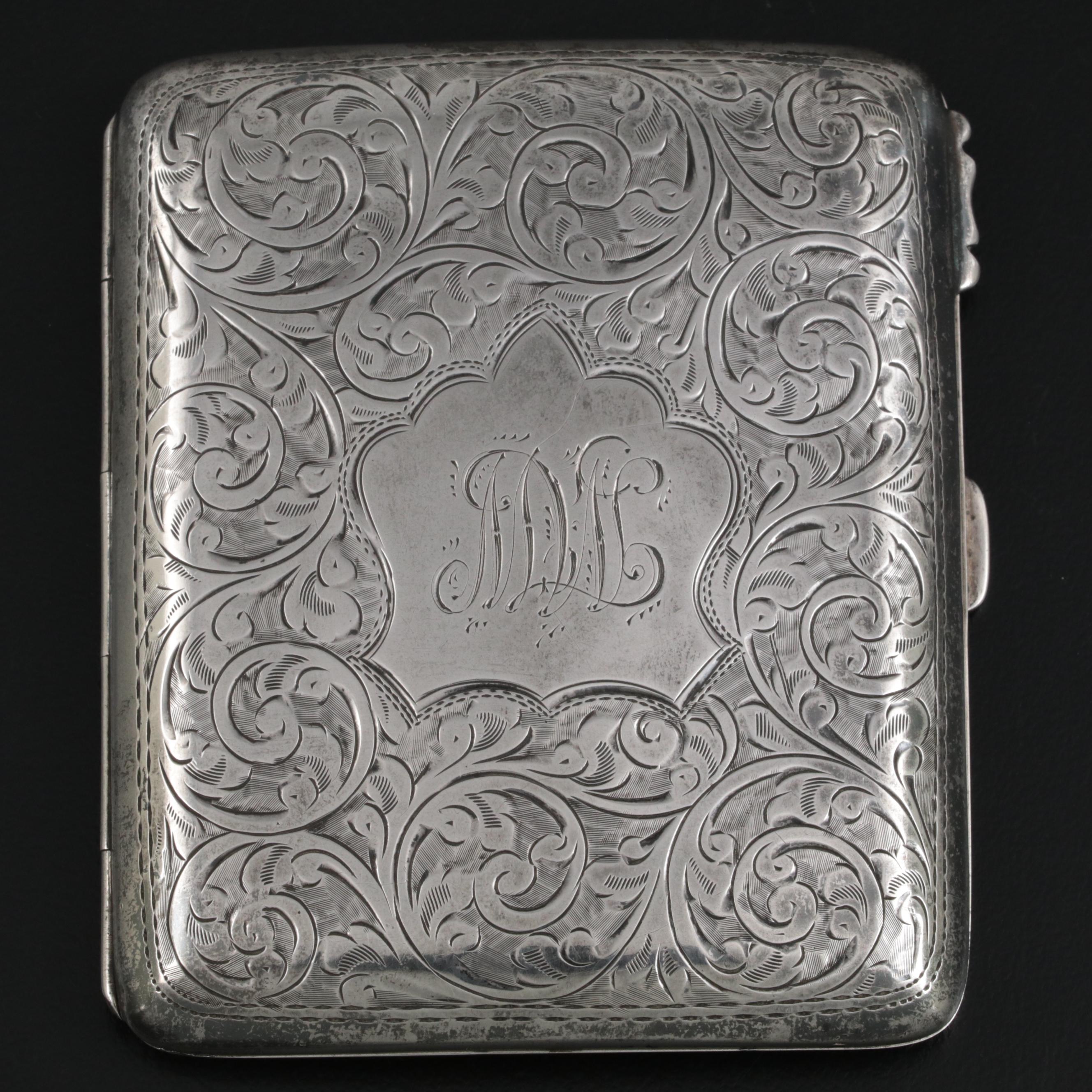 Joseph Gloster of Birmingham Chased Sterling Silver Cigarette Case ...