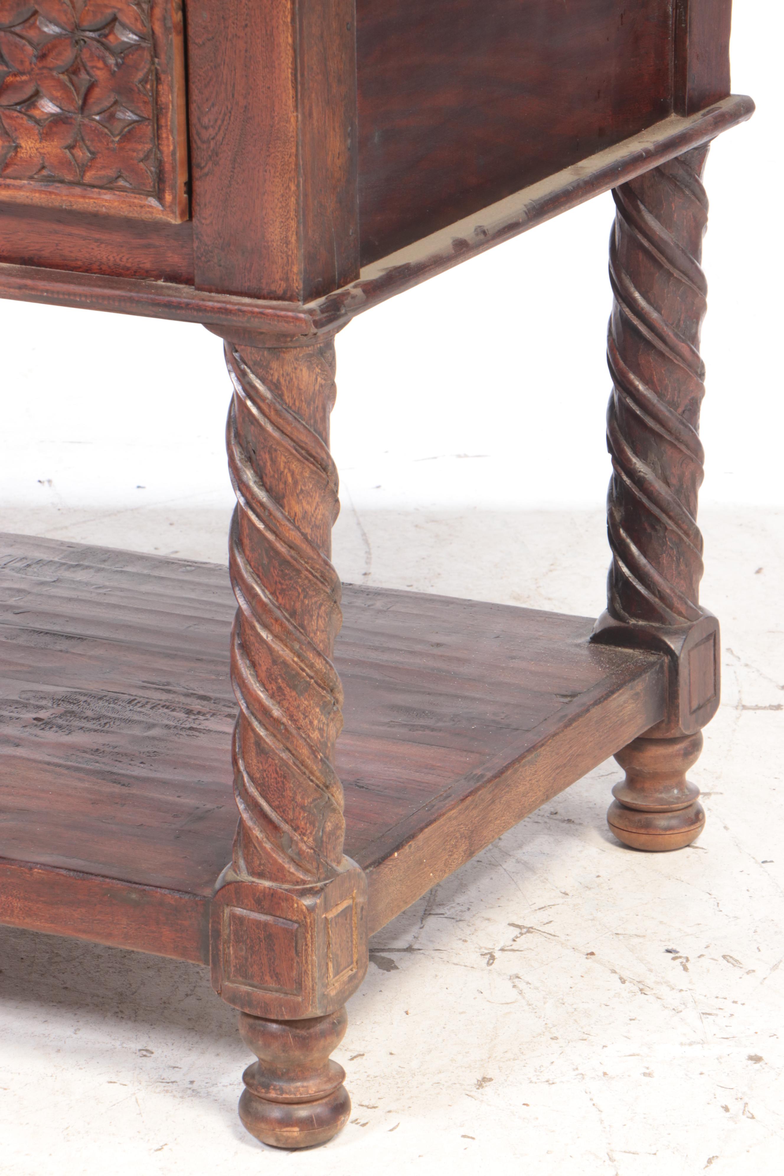 Carved and Hand-Scraped Mahogany Kitchen Island Table | EBTH