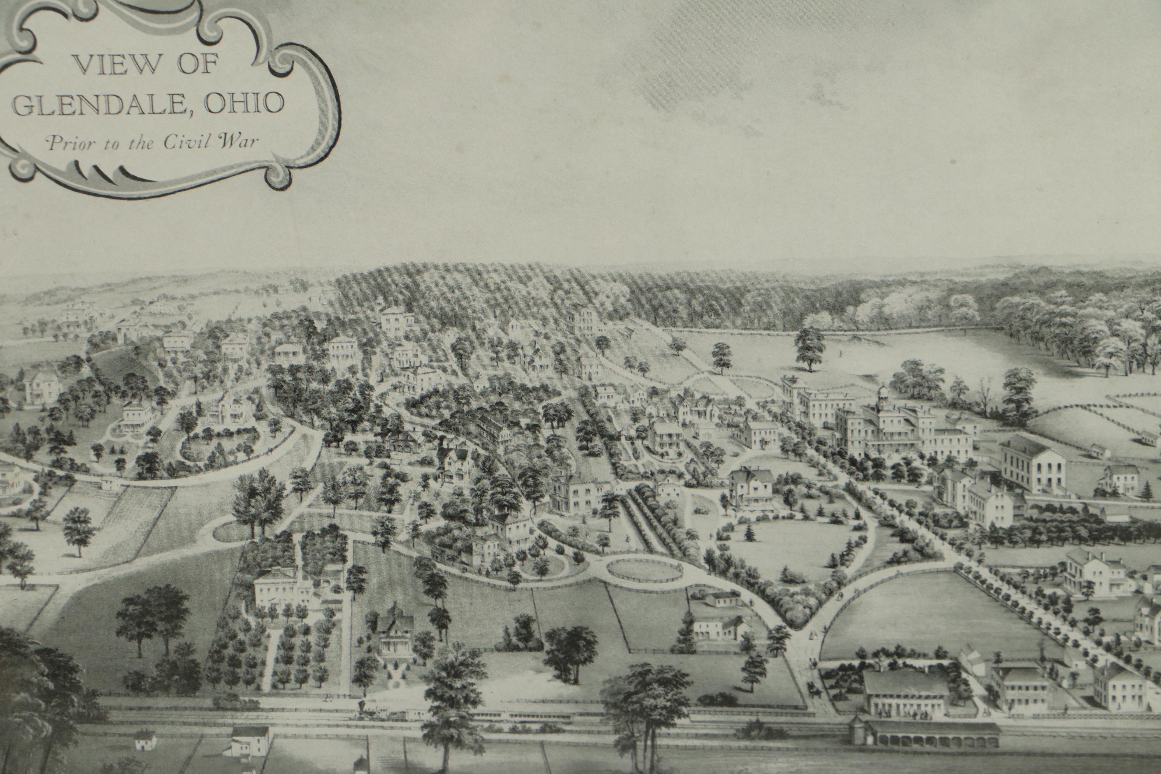 Pictorial Lithograph Map of Glendale, Ohio and More | EBTH